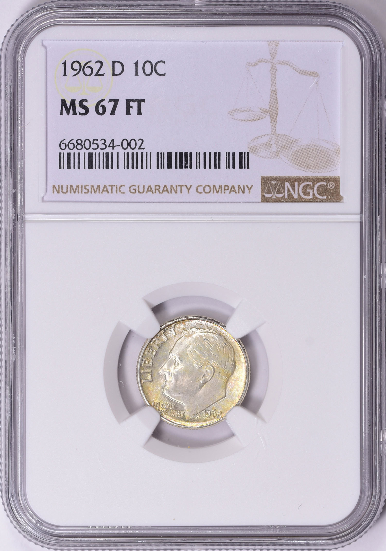 1962-D Roosevelt Dime NGC MS-67 FT (Toned) (Item 1450417 ...