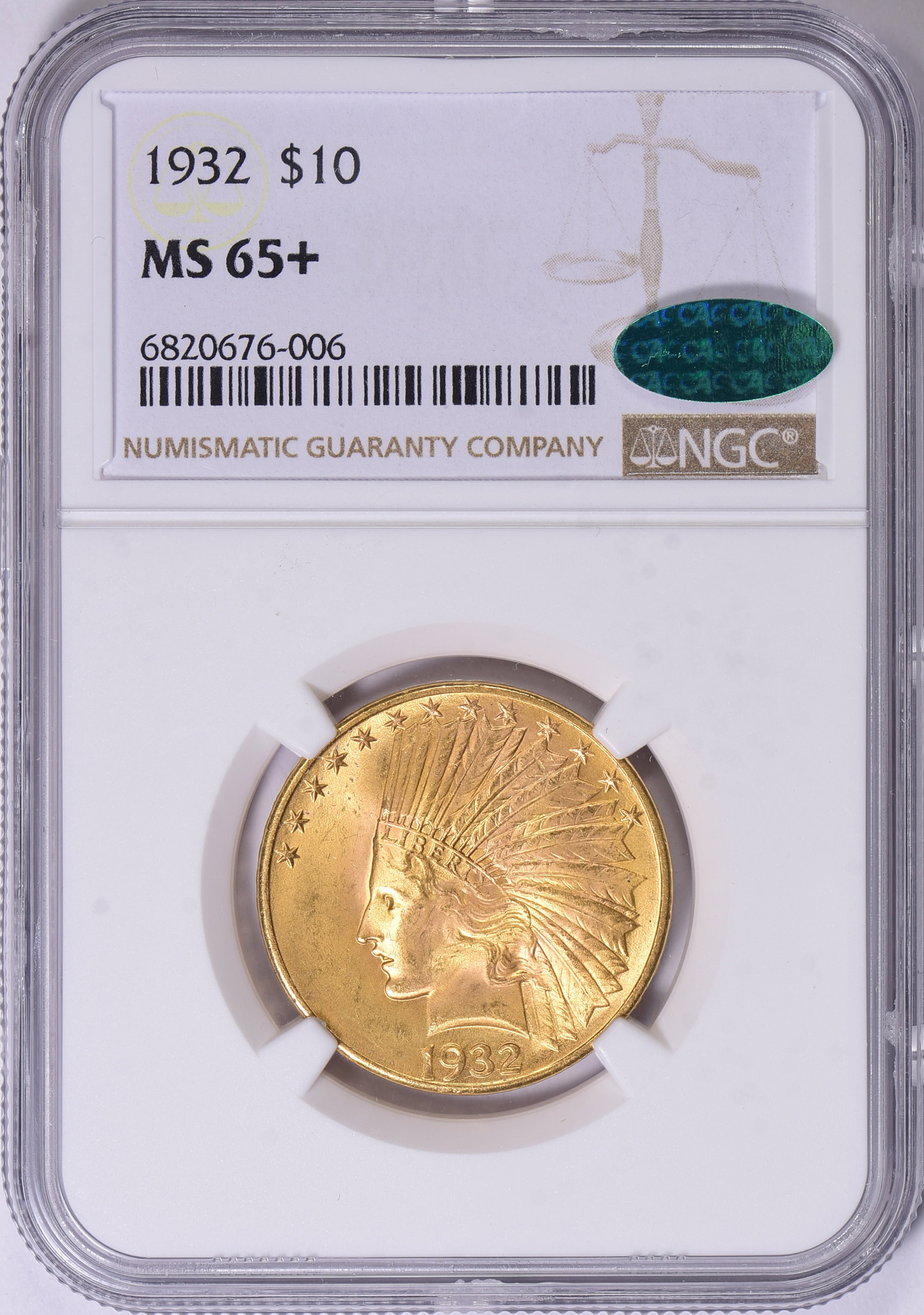 1932 Indian Gold Eagle NGC MS-65+ (CAC Green) (Item 1450525 ...