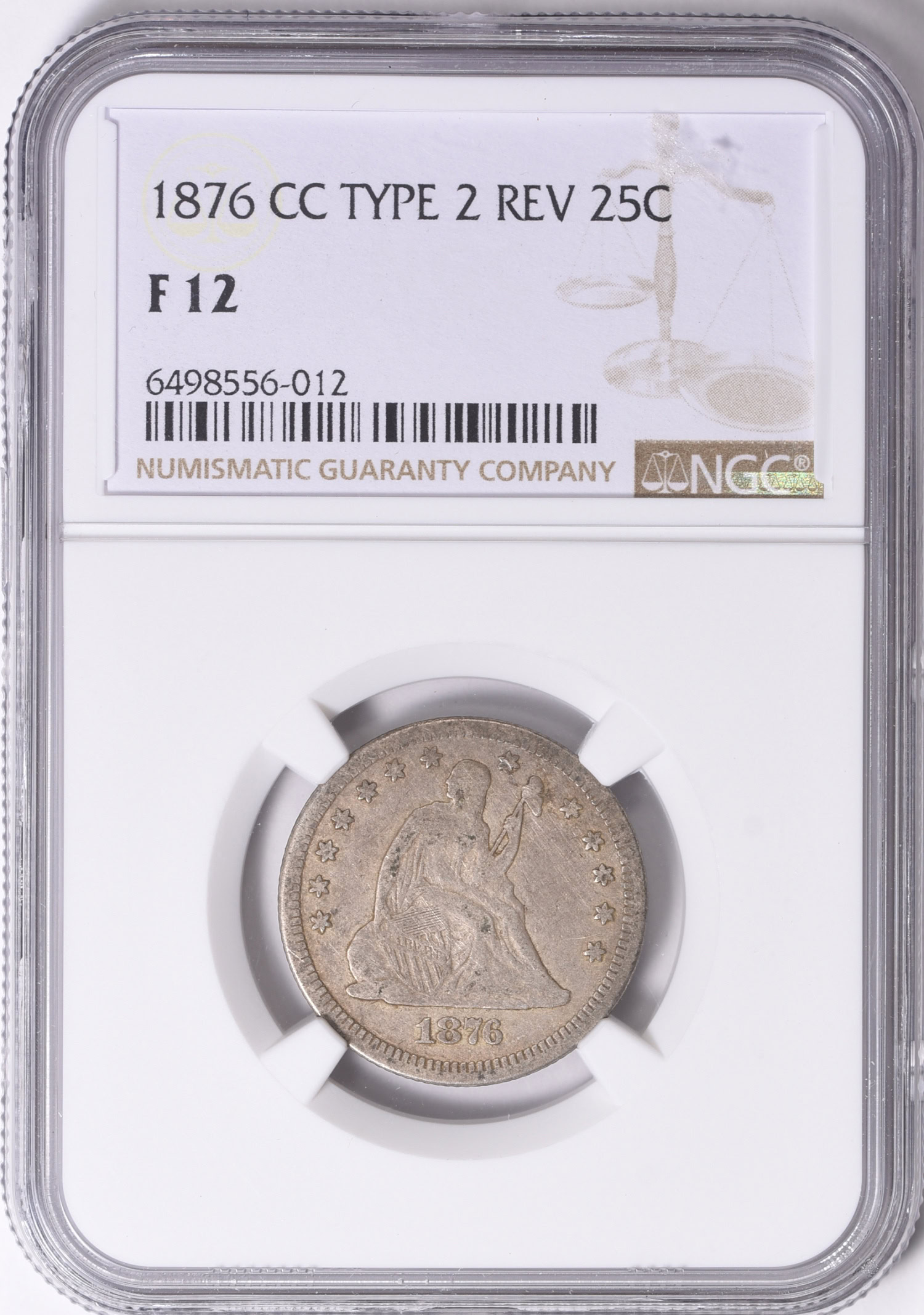 1876-CC Seated Liberty Quarter NGC F-12 (Item 1450732) | GreatCollections Coin Auctions