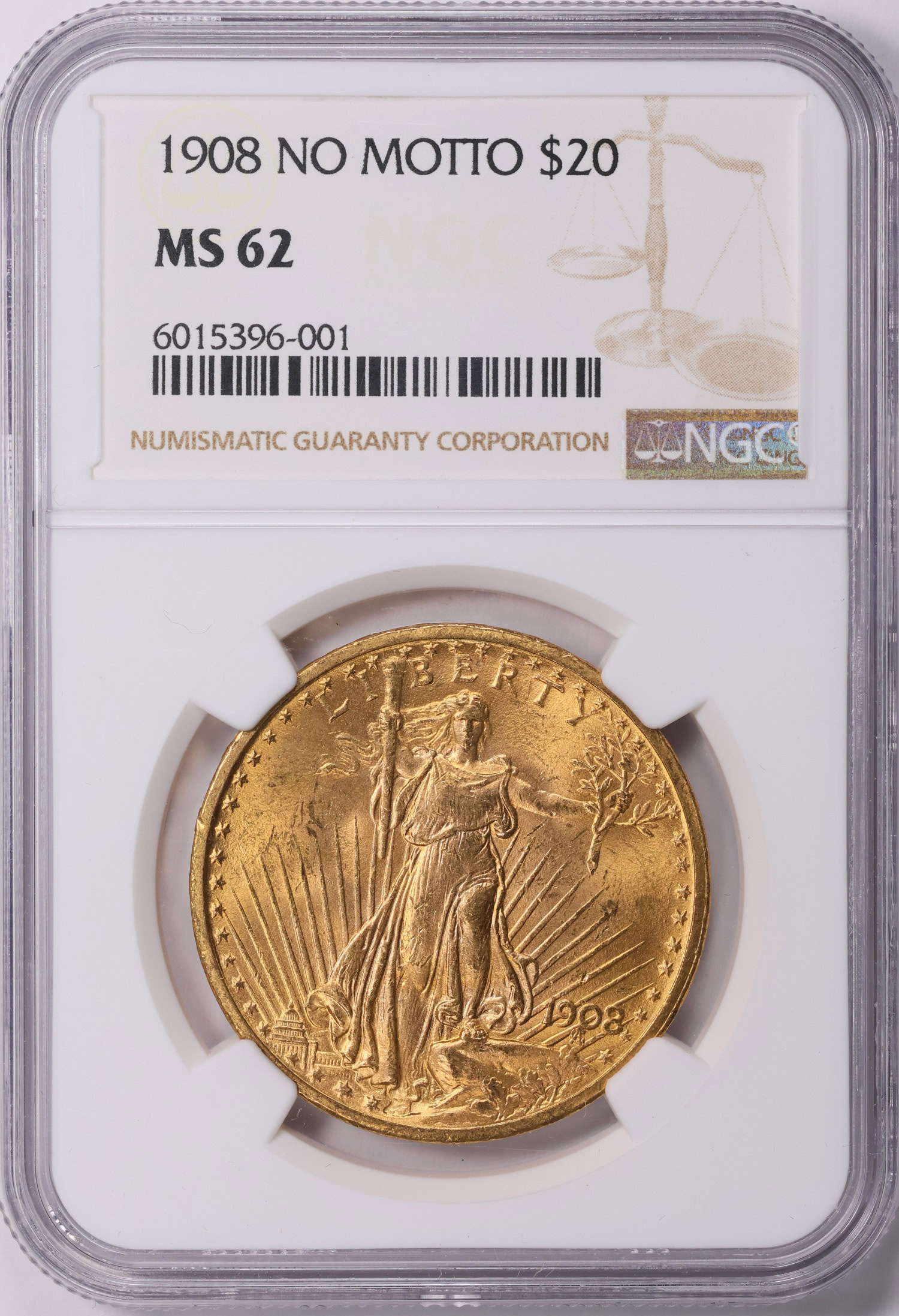 1908 Saint-Gaudens Gold Double Eagle No Motto NGC MS-62 (Item 1453790) | GreatCollections Coin ...