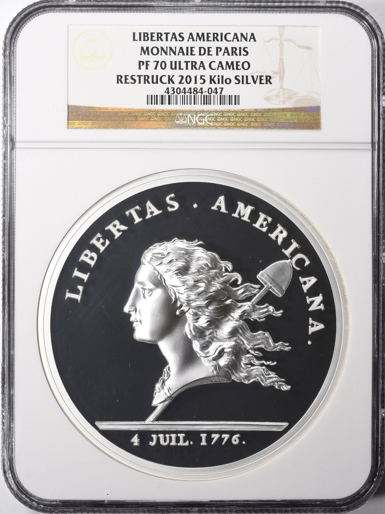 France "1776" (Restruck 2015) Silver Kilo Libertas Americana Medal With ...