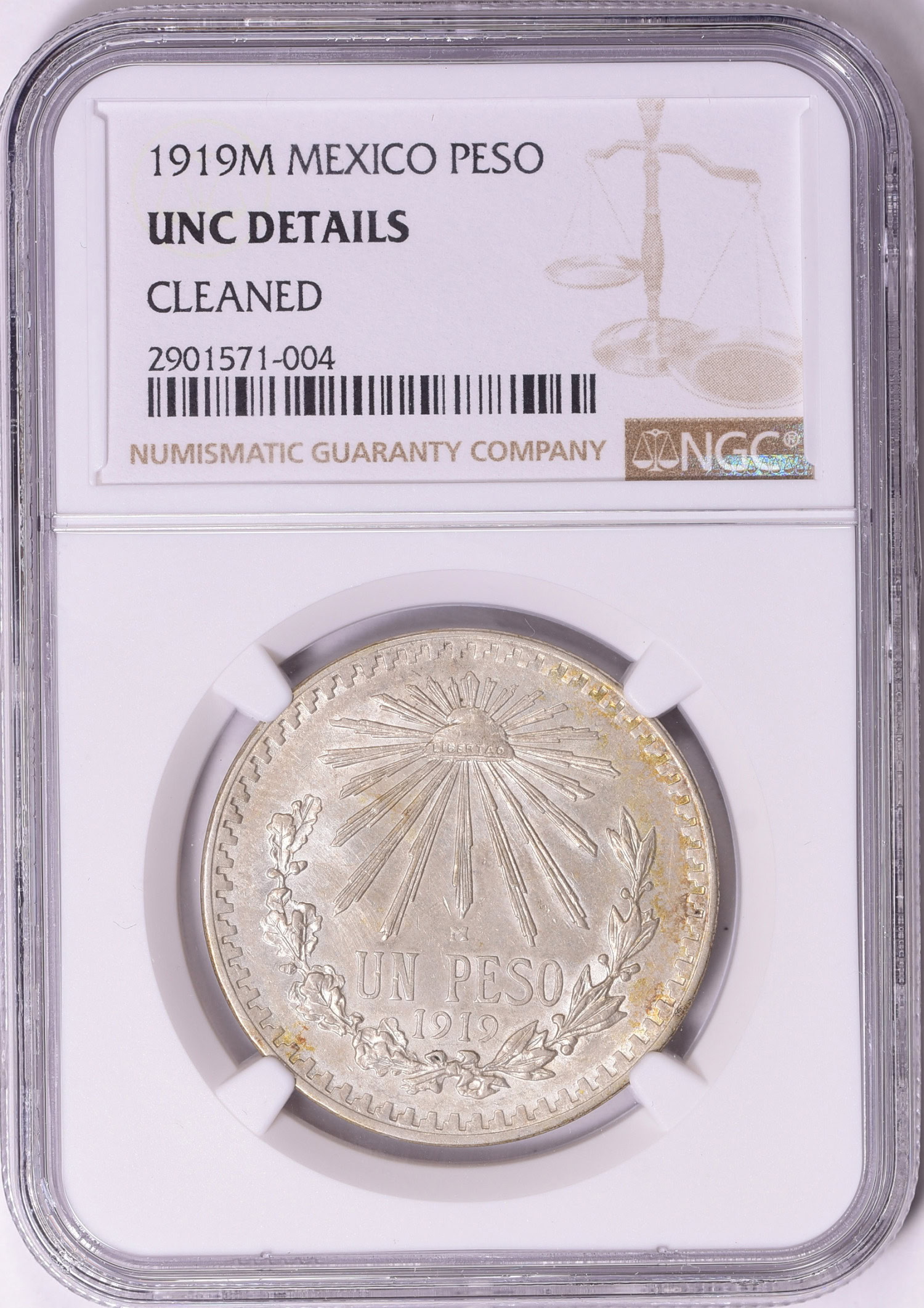 Mexico 1919-M Silver Peso KM-454 NGC Unc Details (Item 1453909 ...