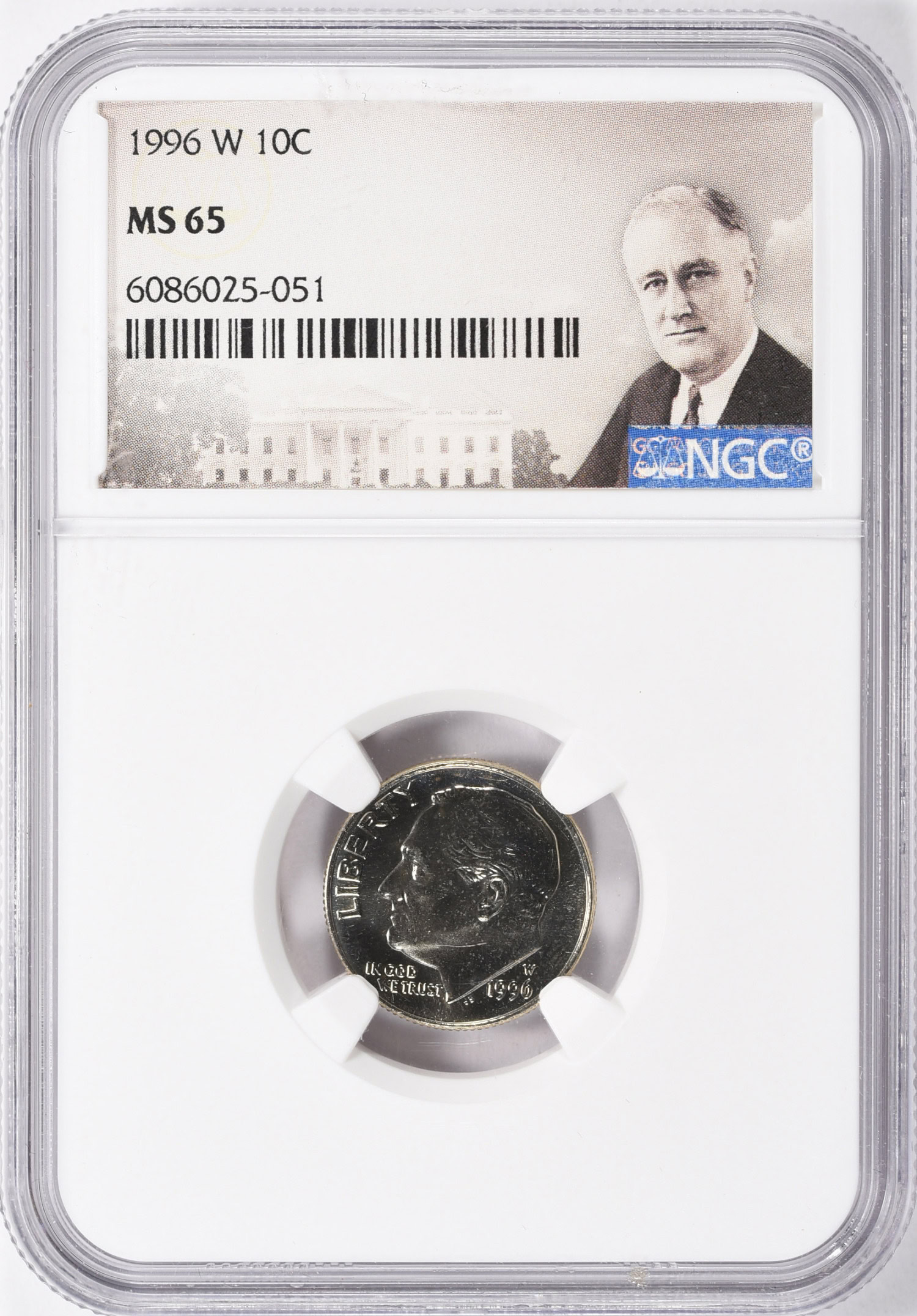 1996-W Roosevelt Dime NGC MS-65 (Roosevelt Label) (Item 1454462 ...
