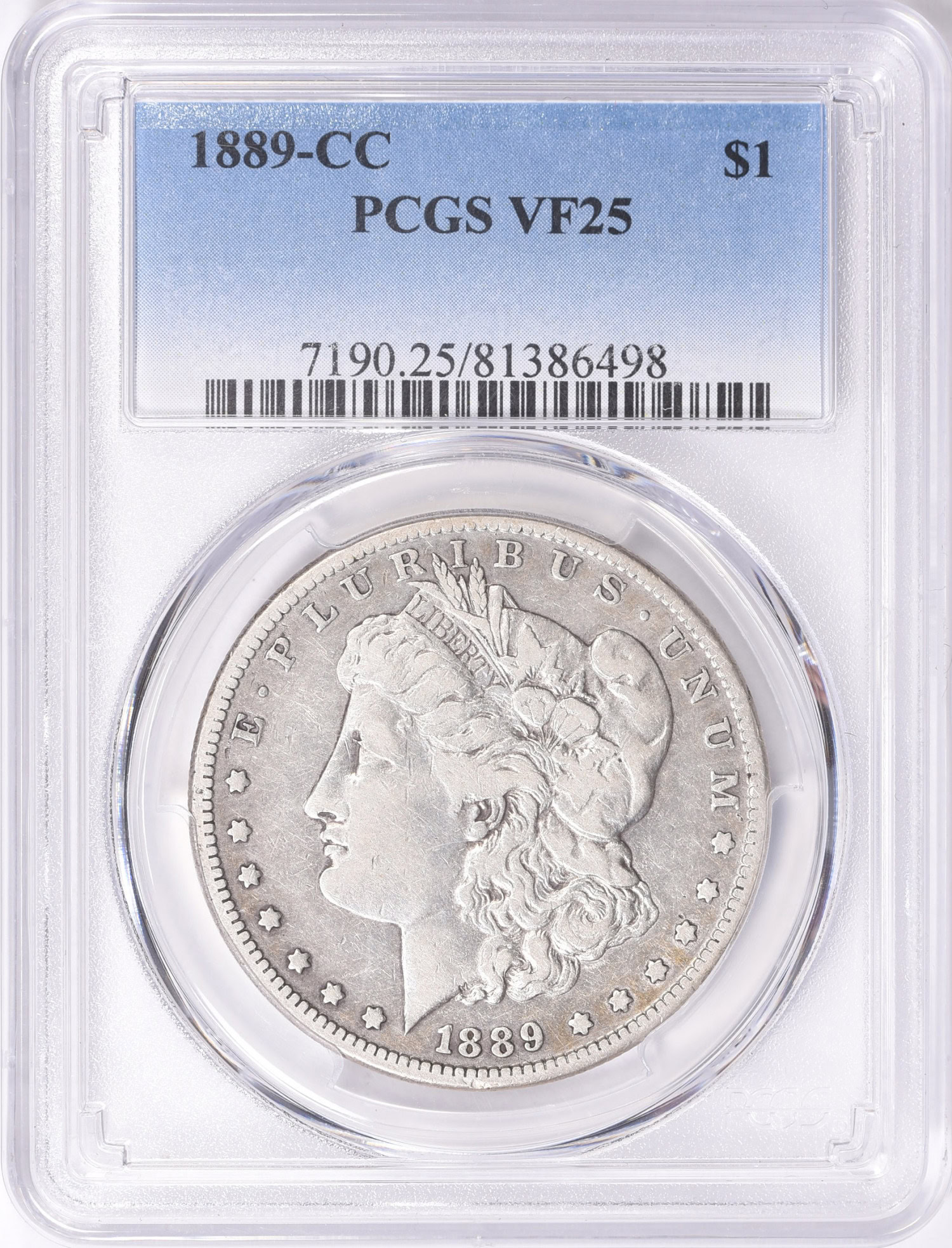 1889-CC Morgan Silver Dollar PCGS VF-25 (Item 1454793) | GreatCollections Coin Auctions