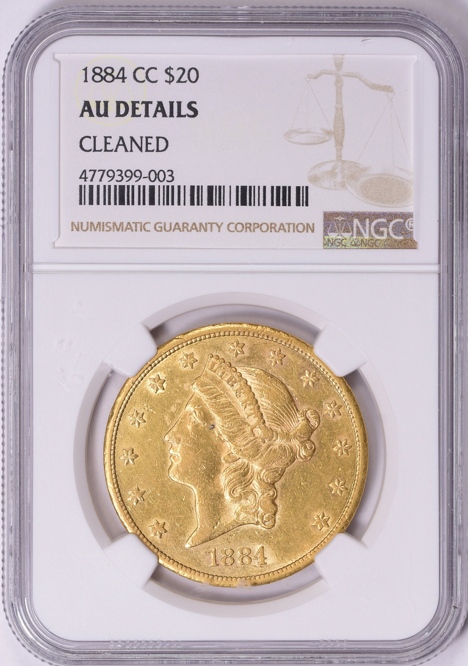 1884-CC Liberty Gold Double Eagle NGC AU Details (Item 1454908) | GreatCollections Coin Auctions