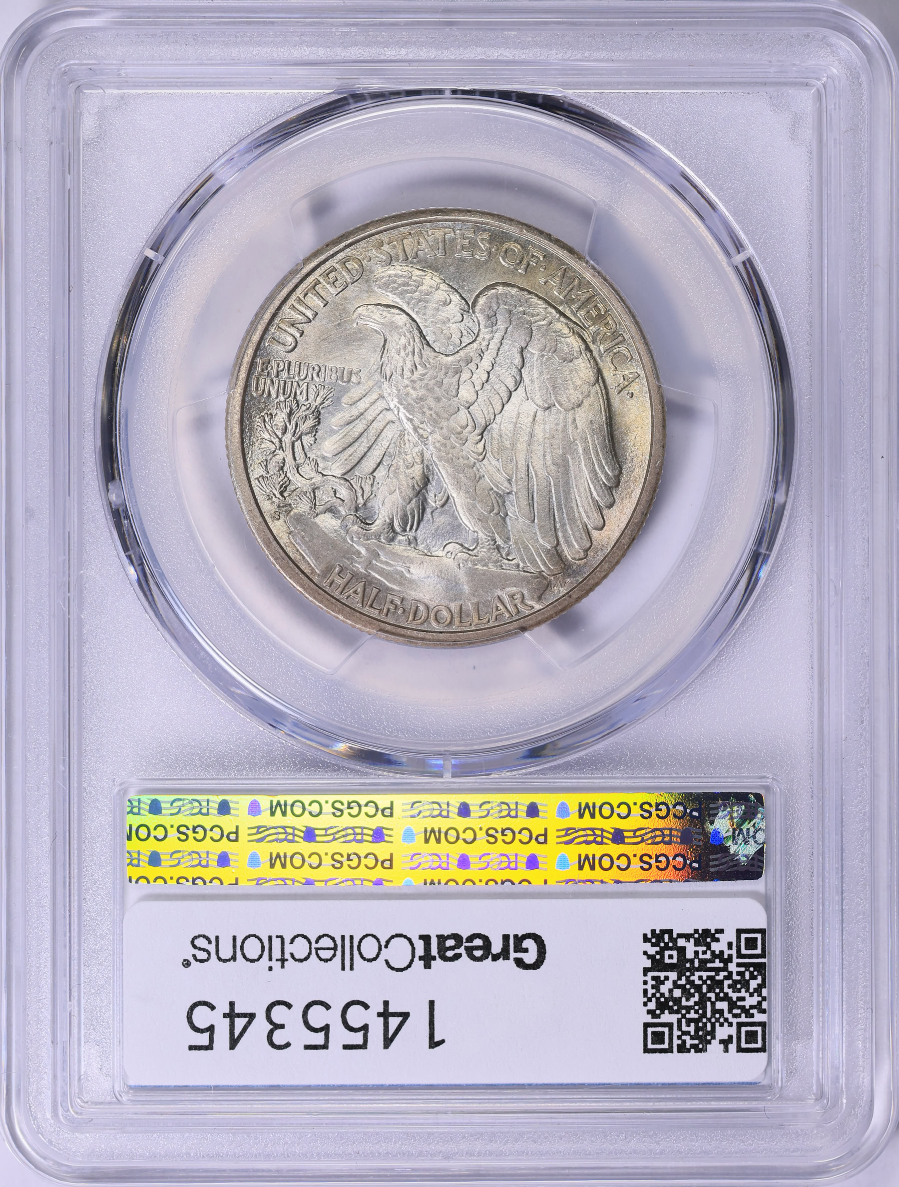 1917-S Walking Liberty Half Dollar Reverse Mintmark PCGS MS-65+ (CAC Green) (Toned) (Item ...