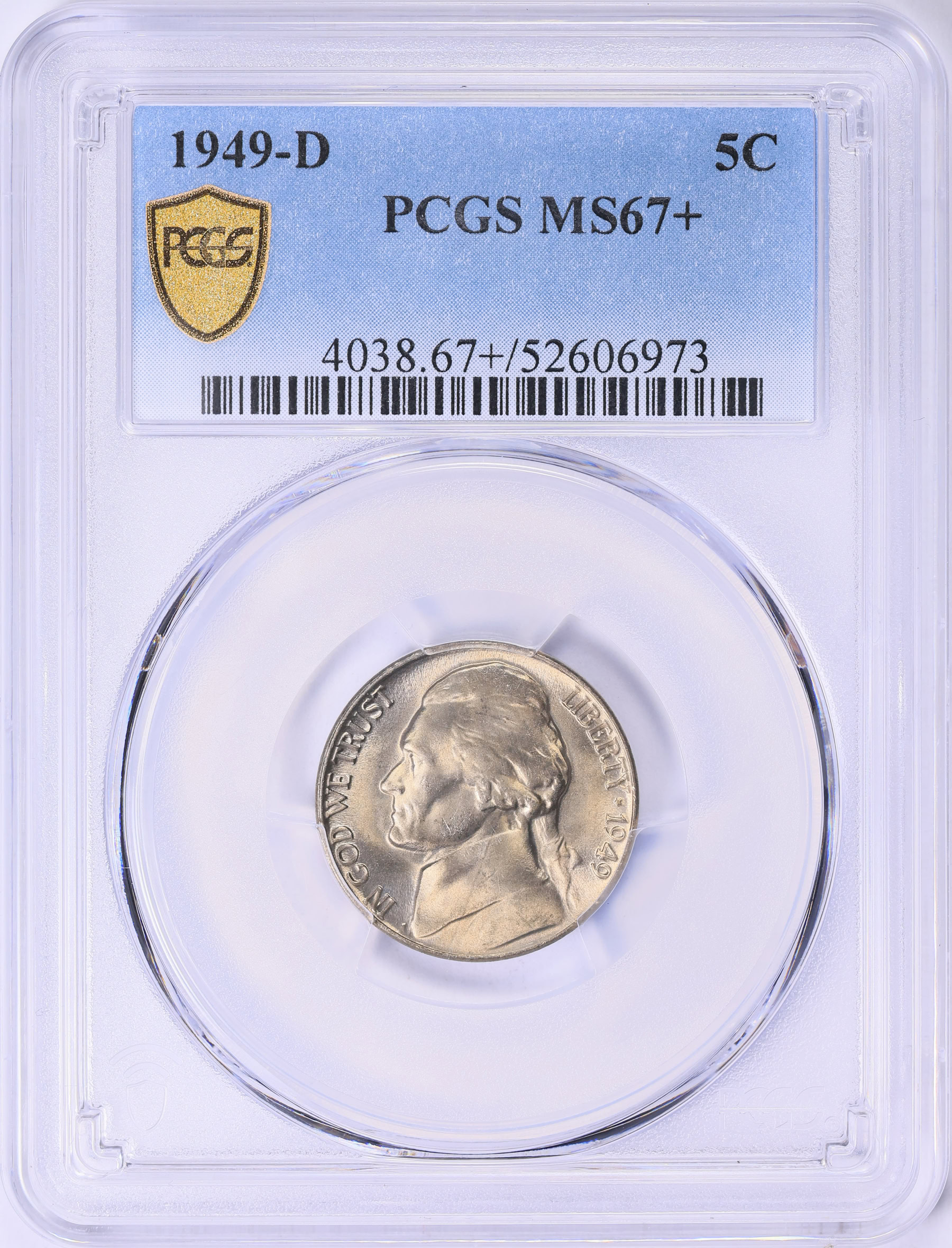 1949-D Jefferson Nickel PCGS MS-67+ (Item 1459352) | GreatCollections ...