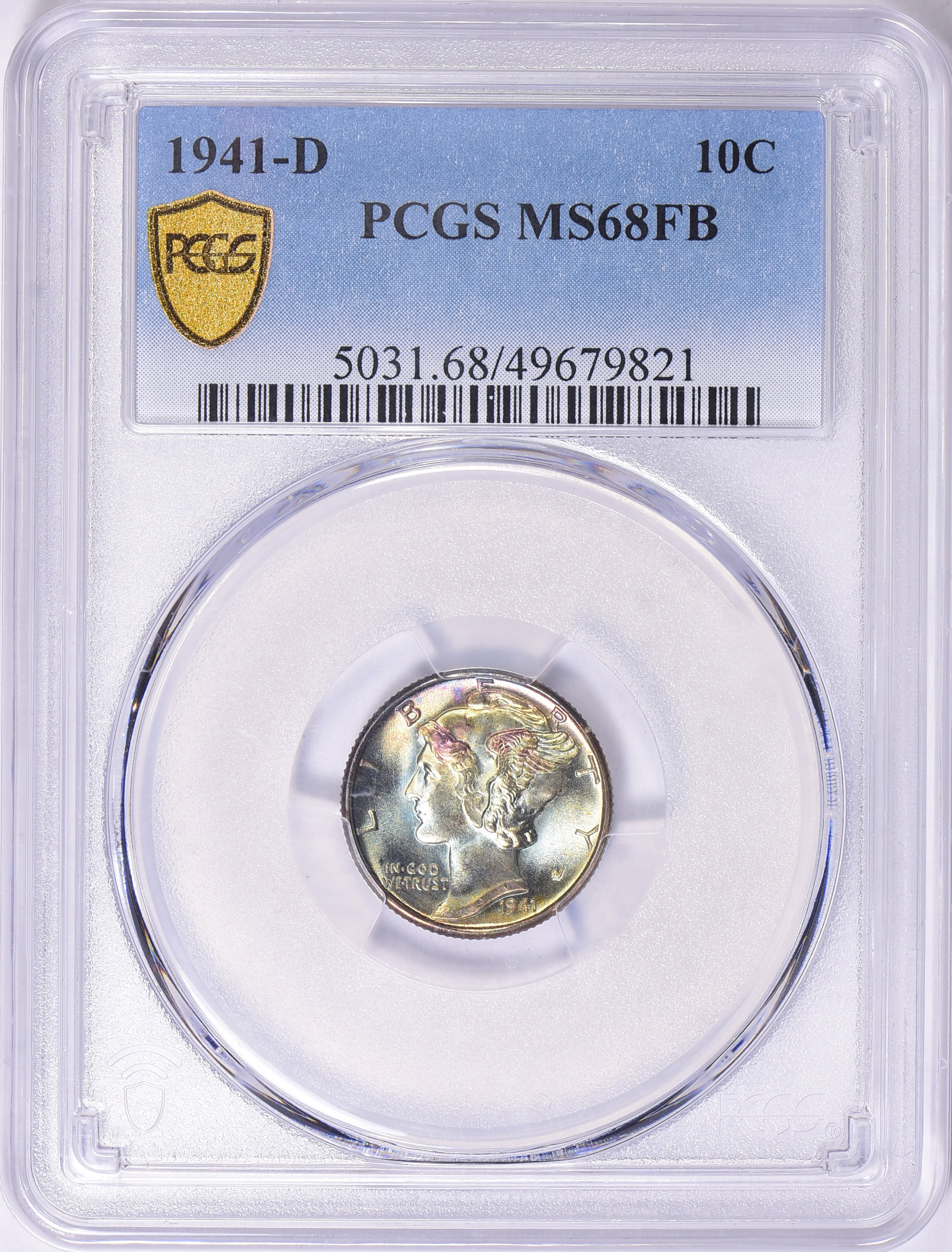 1941-D Mercury Dime PCGS MS-68 FB (Toned) (Item 1459356) | GreatCollections Coin Auctions