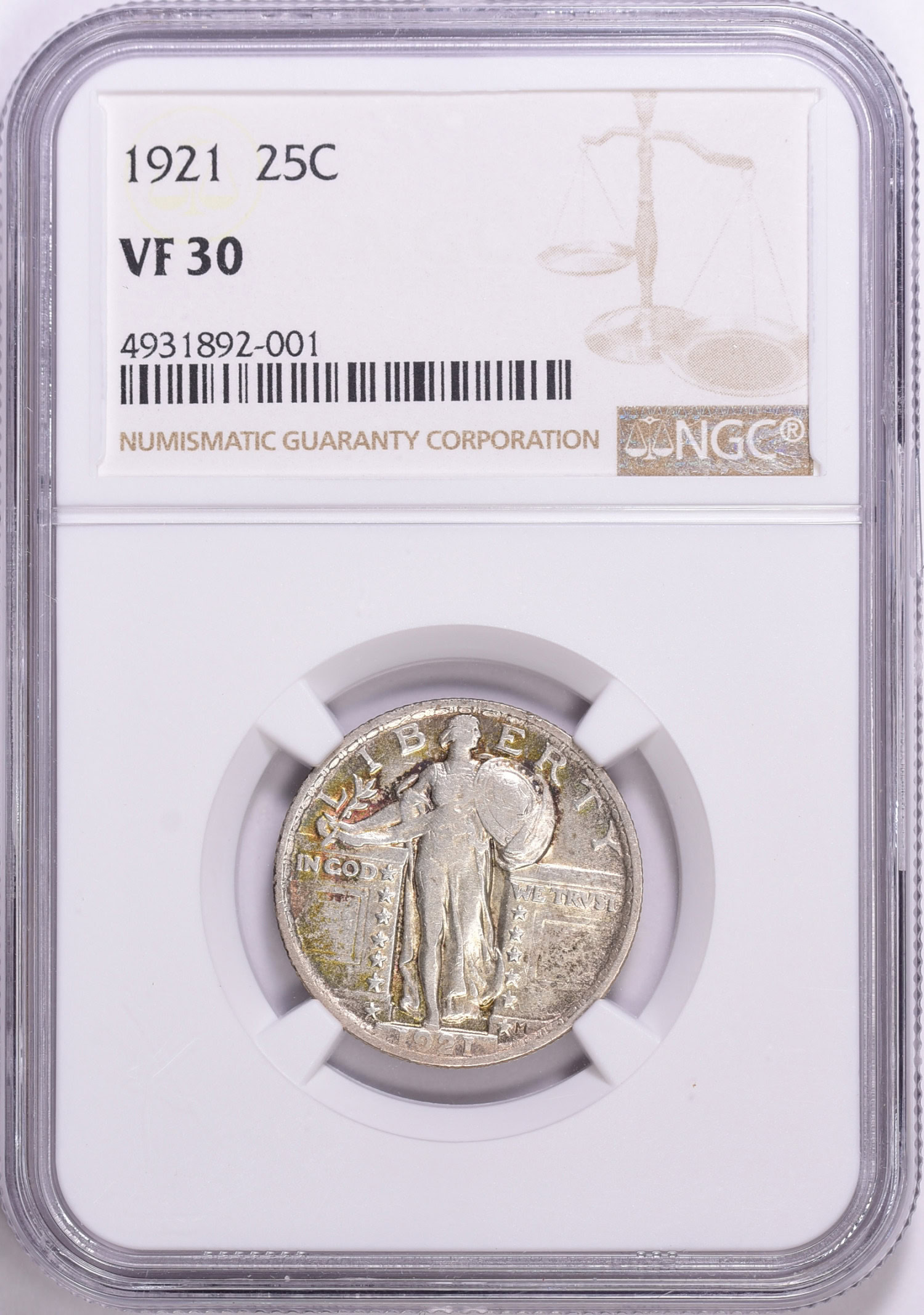 1921 Standing Liberty Quarter NGC VF-30 (Toned) (Item 1461915) | GreatCollections Coin Auctions