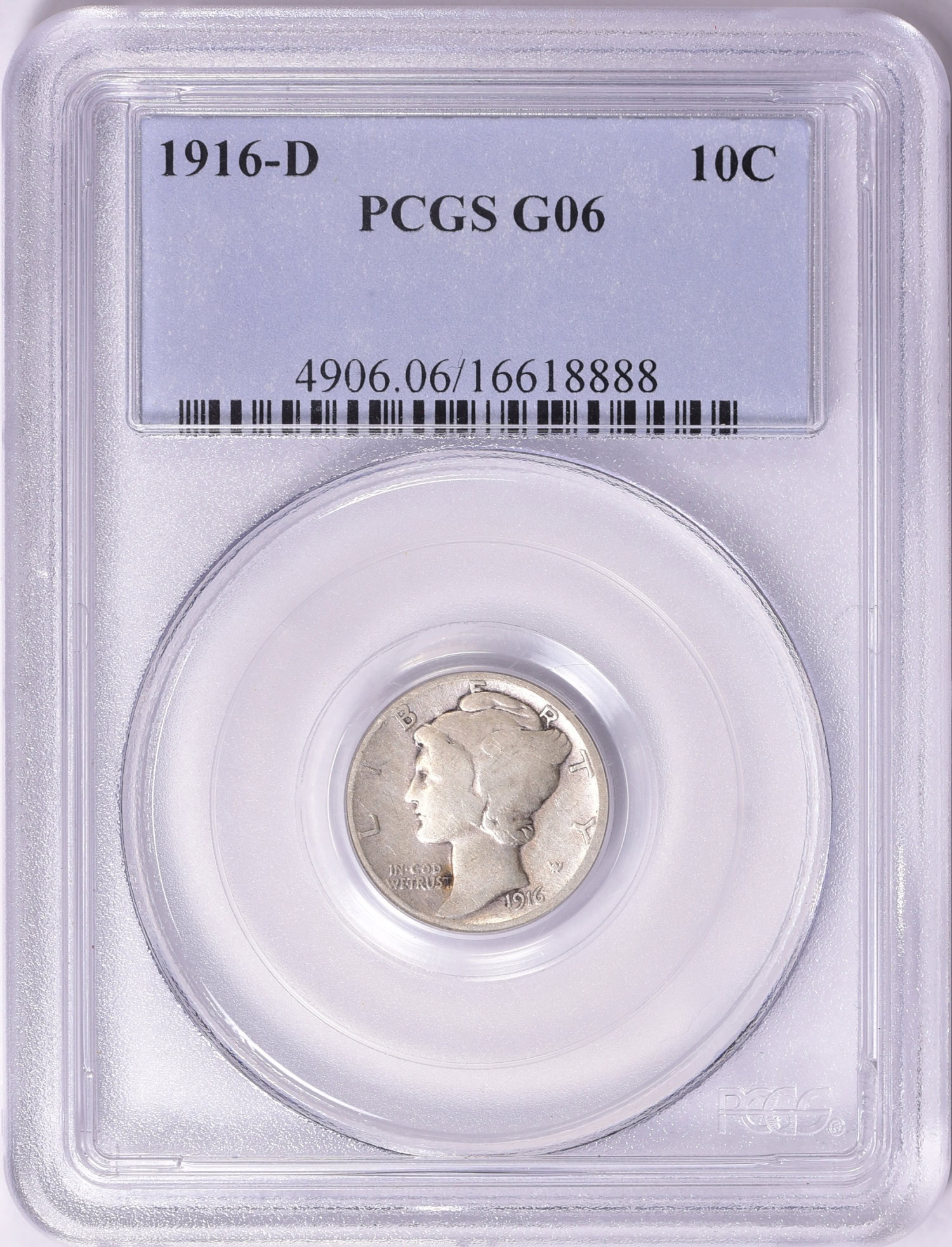 1916-D Mercury Dime PCGS G-06 (Item 1463672) | GreatCollections Coin Auctions