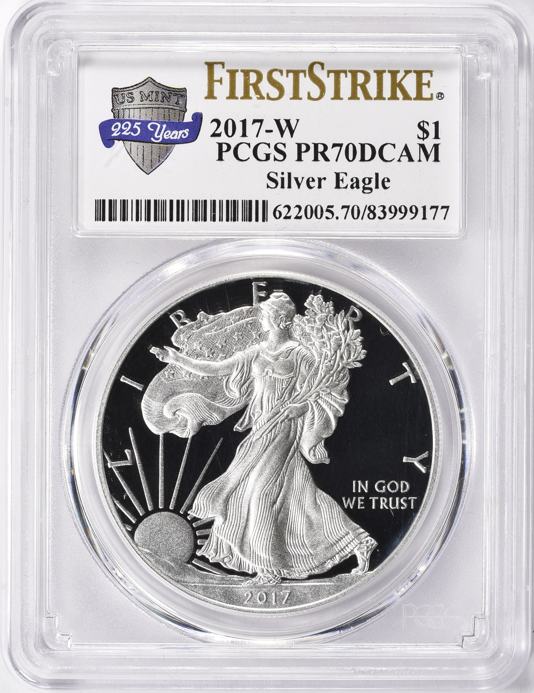 2017-W $1 Silver Eagle First Strike PCGS Proof-70 DCAM (Item 1465054) | GreatCollections Coin ...