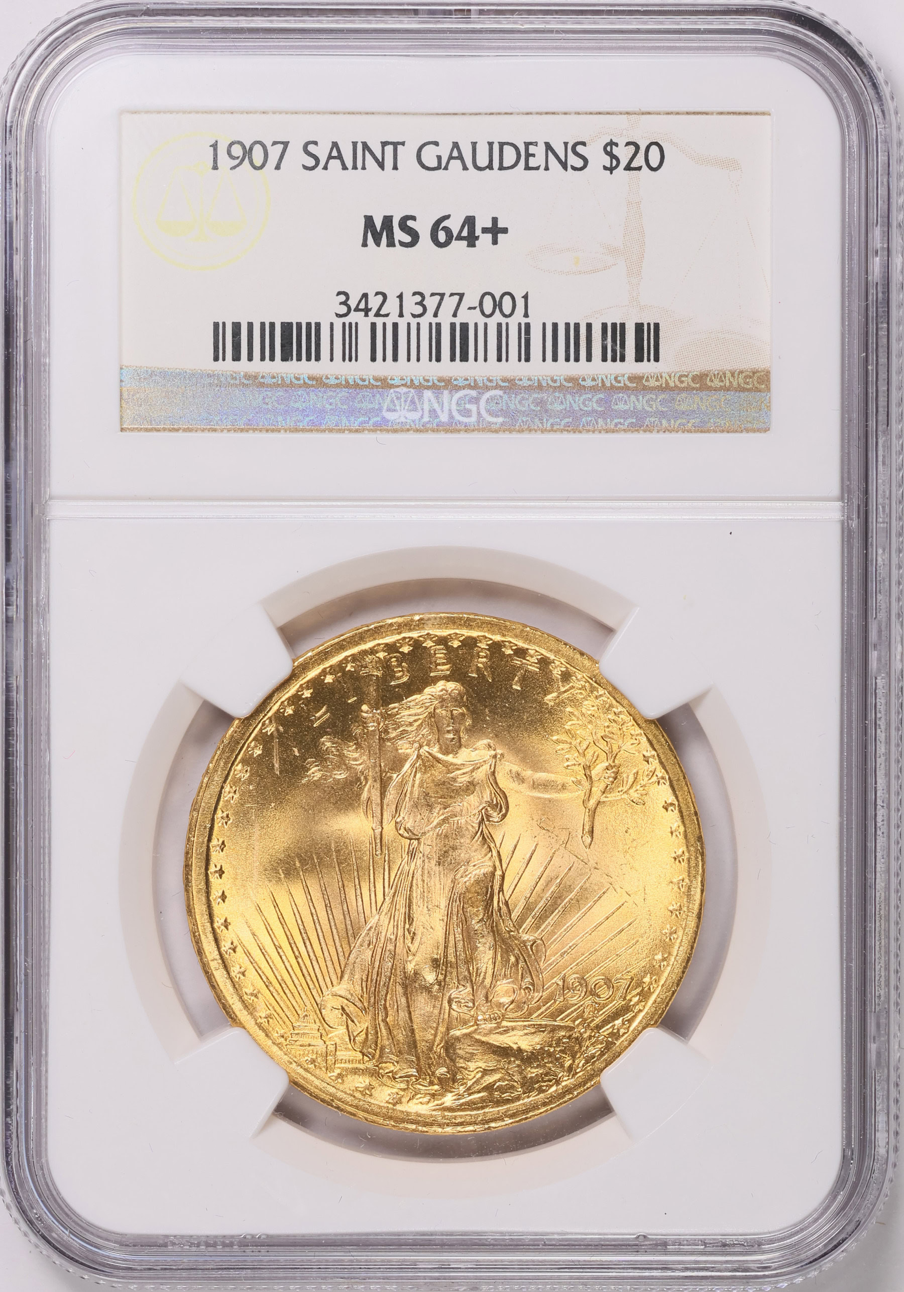 1907 Saint-Gaudens Gold Double Eagle Arabic Numerals NGC MS-64+ (Item 1465545 ...
