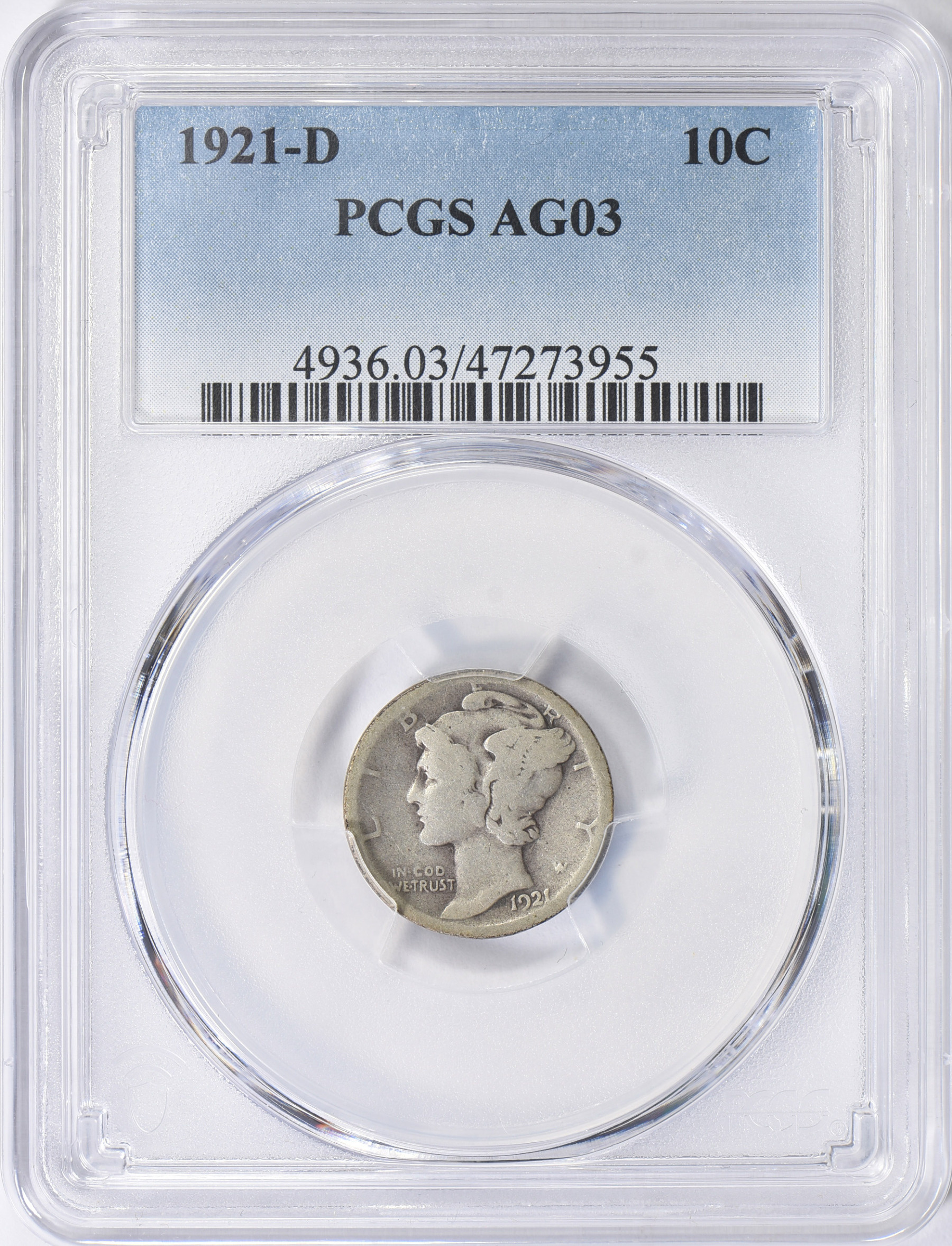 1921-D Mercury Dime PCGS AG-03 (Item 1466469) | GreatCollections Coin ...