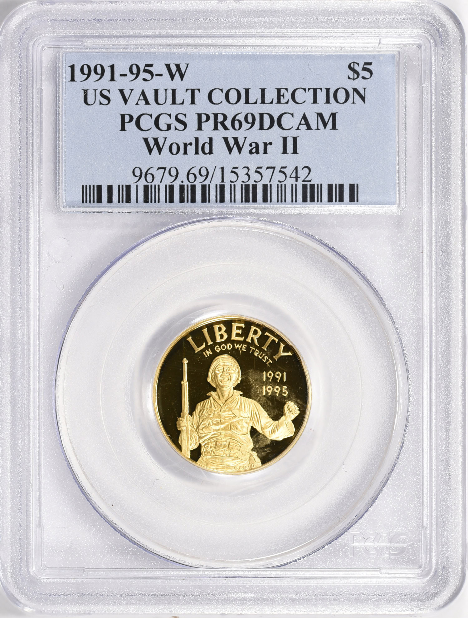 1991-95-W 50th Anniversary of World War II Gold $5 PCGS Proof-69 DCAM ...