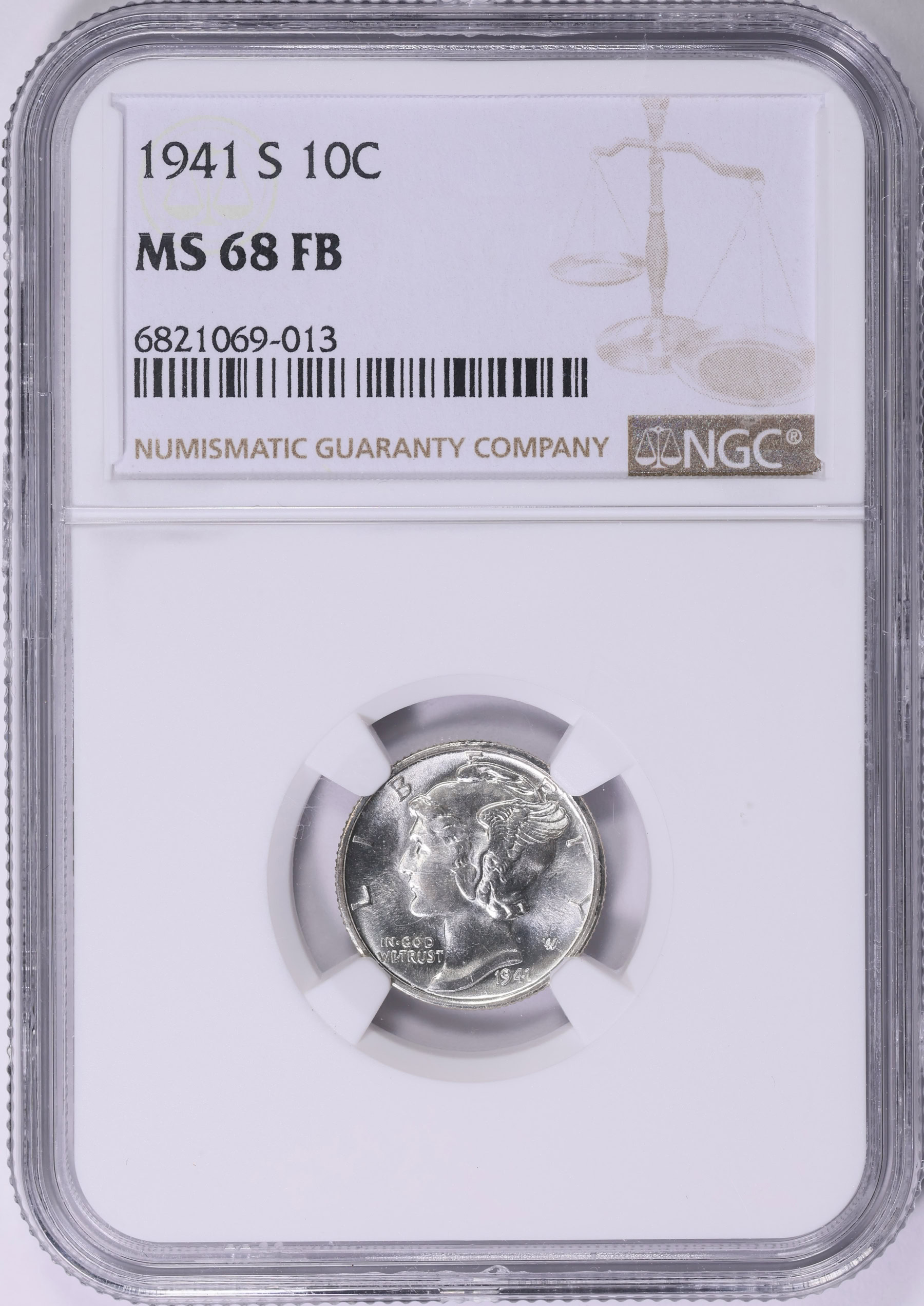1941-S Mercury Dime NGC MS-68 FB (Item 1467810) | GreatCollections Coin Auctions