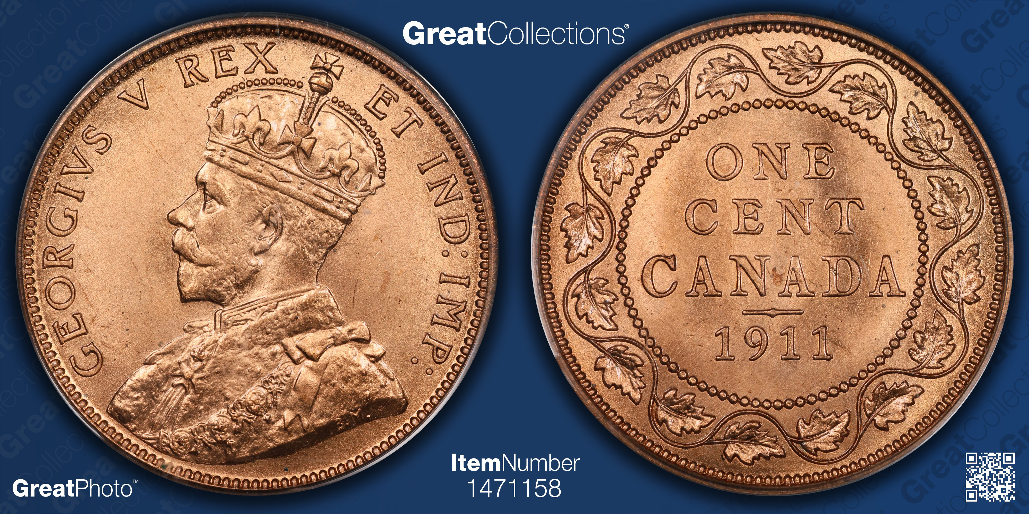 Canada 1911 Cent KM-15 PCGS SP-66 RD OGH (Norweb Collection) (Item ...