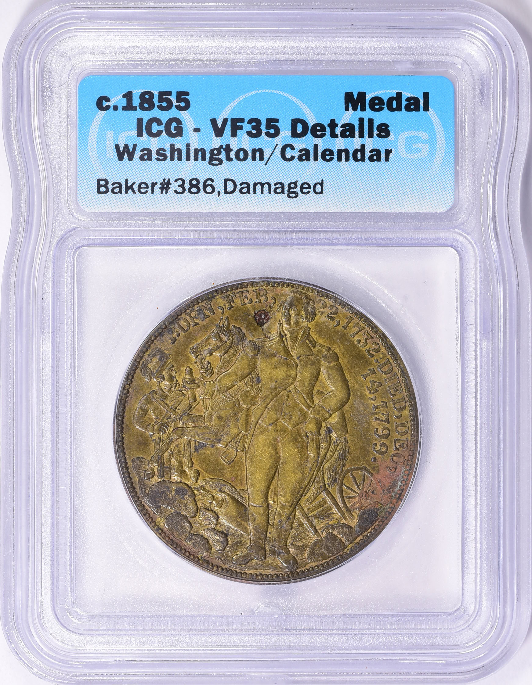 (c.1855) Brass Washington Before Boston / Calendar Medal Baker-386 ICG ...