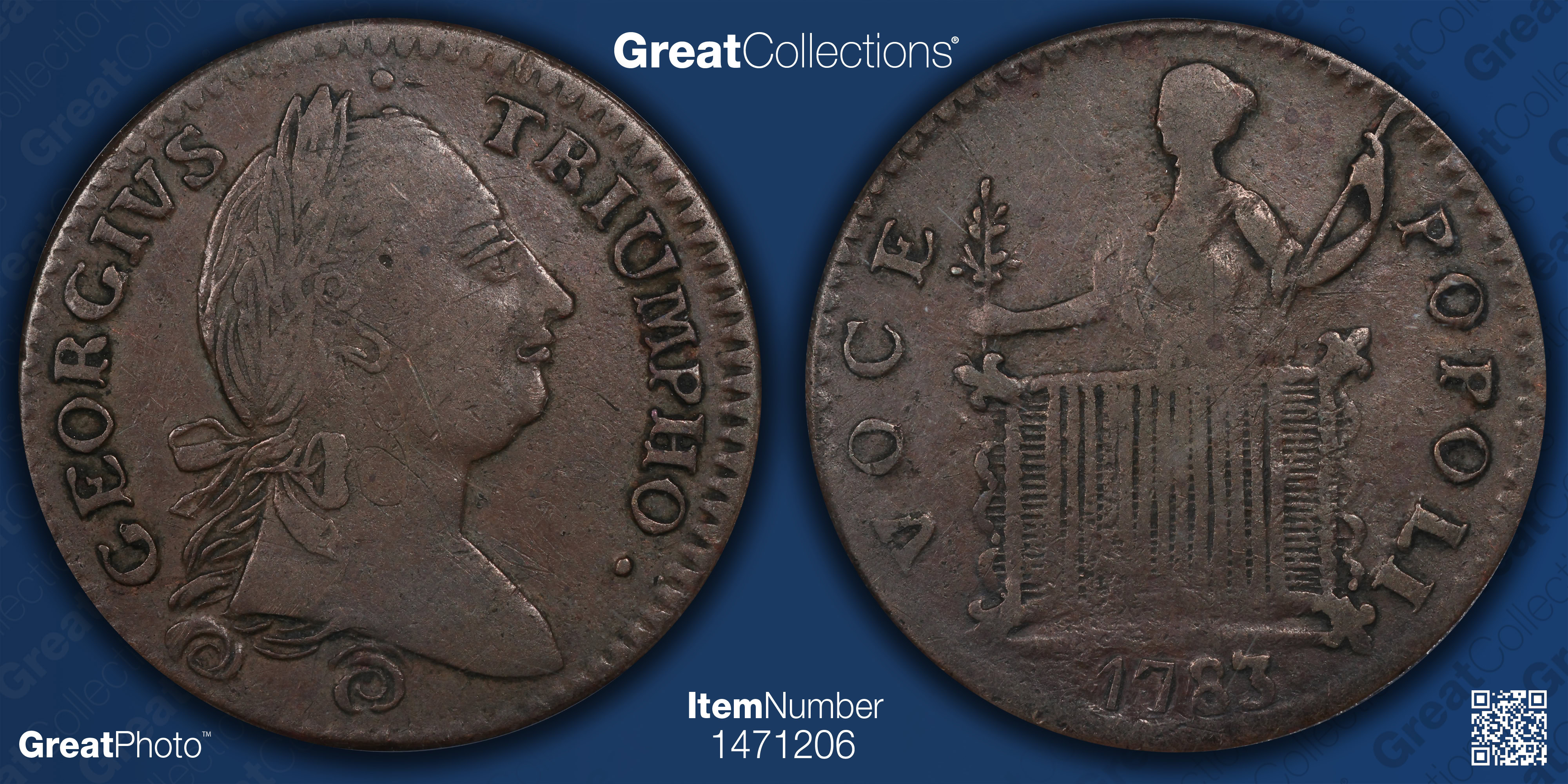1783 Georgivs Triumpho Copper Token ANACS VF-25 Details (Item 1471206 ...