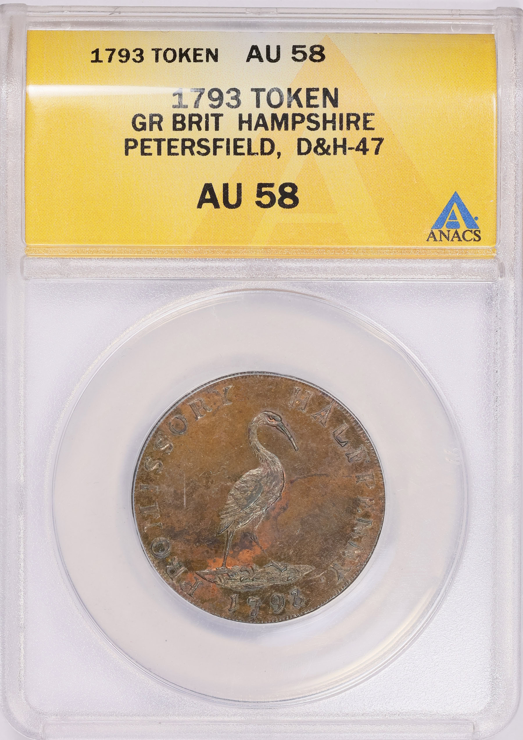 Great Britain - Hampshire, Petersfield 1793 1/2 Penny Token DH-47 ANACS ...