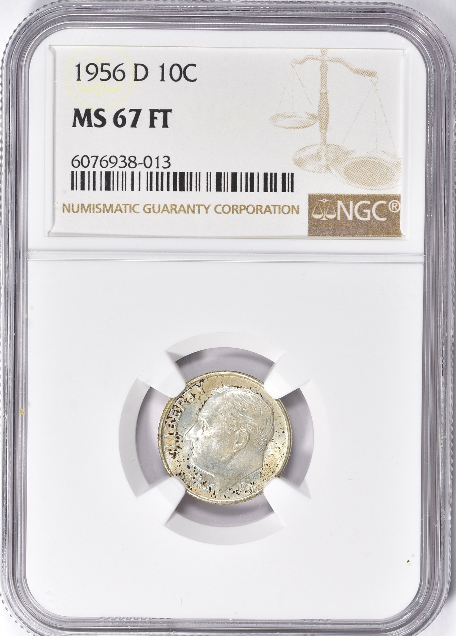 1956-D Roosevelt Dime NGC MS-67 FT (Toned) (Item 1471693 ...