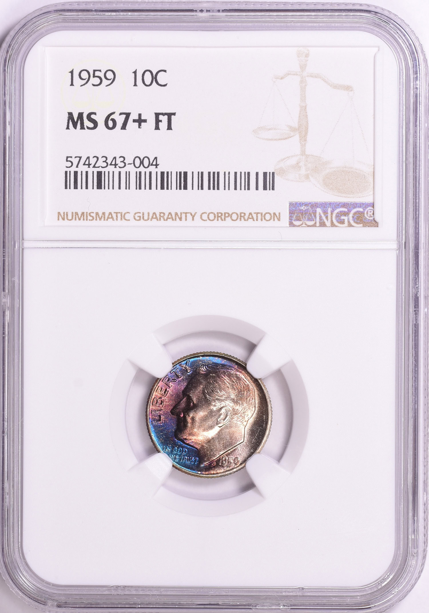 1959 Roosevelt Dime NGC MS-67+ FT (Toned) (Item 1471694 ...