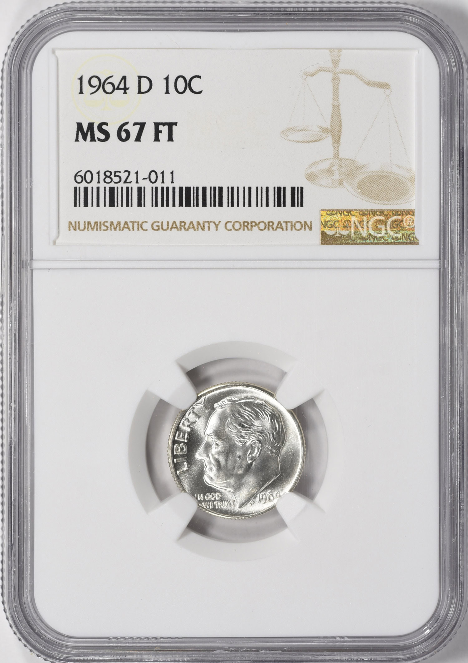 1964-D Roosevelt Dime NGC MS-67 FT (Item 1471699) | GreatCollections ...