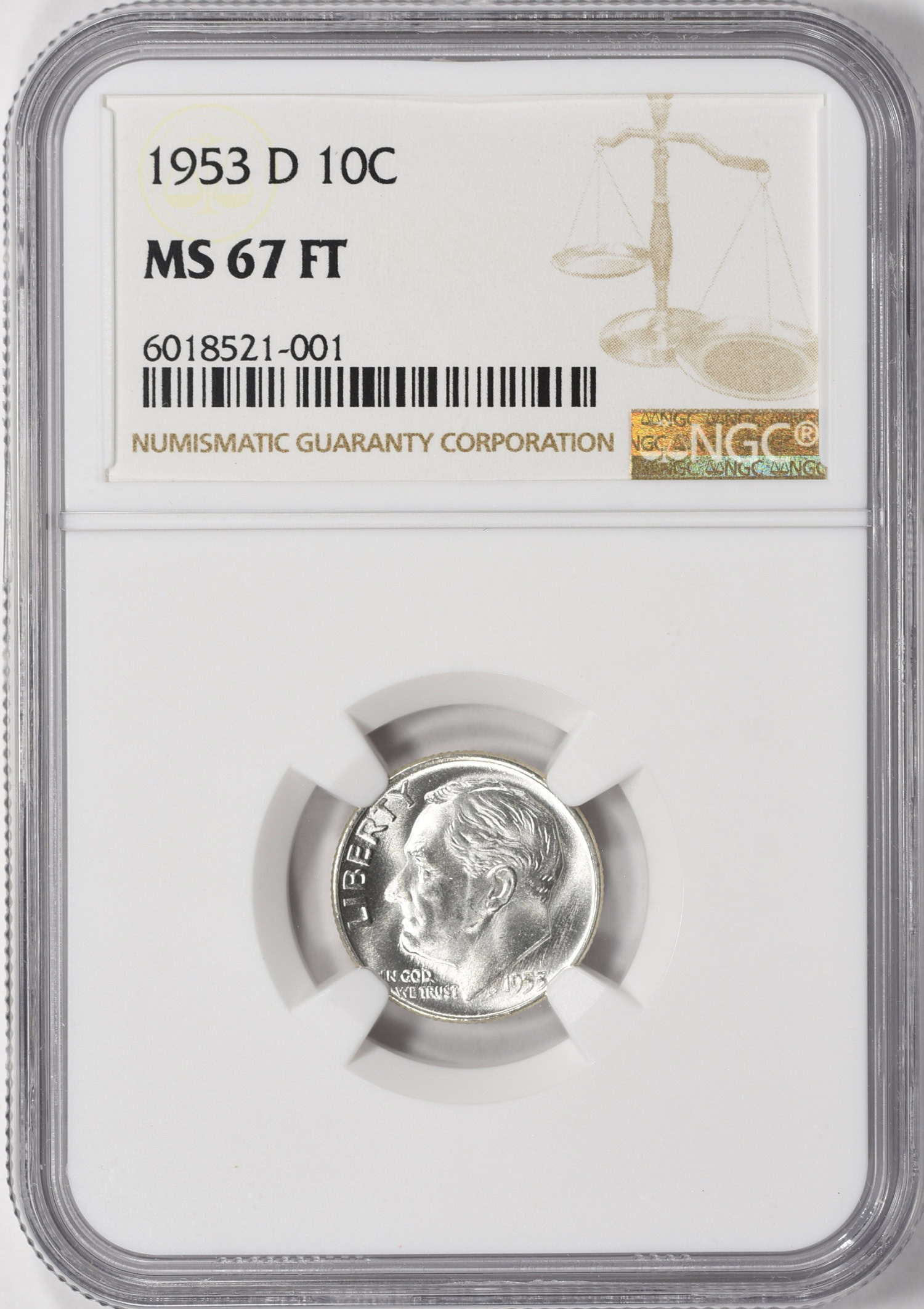 1953-D Roosevelt Dime NGC MS-67 FT (Item 1471704) | GreatCollections ...