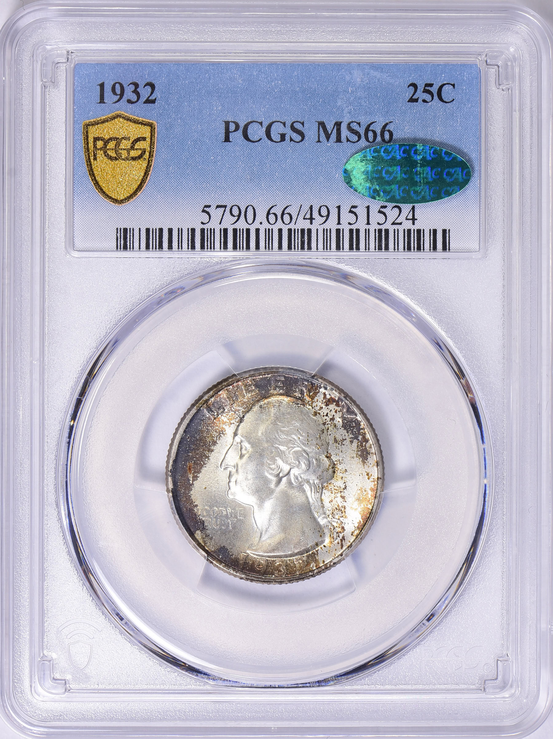 1932 Washington Quarter PCGS MS-66 (CAC Green) (Toned) (Item 1472787) | GreatCollections Coin ...