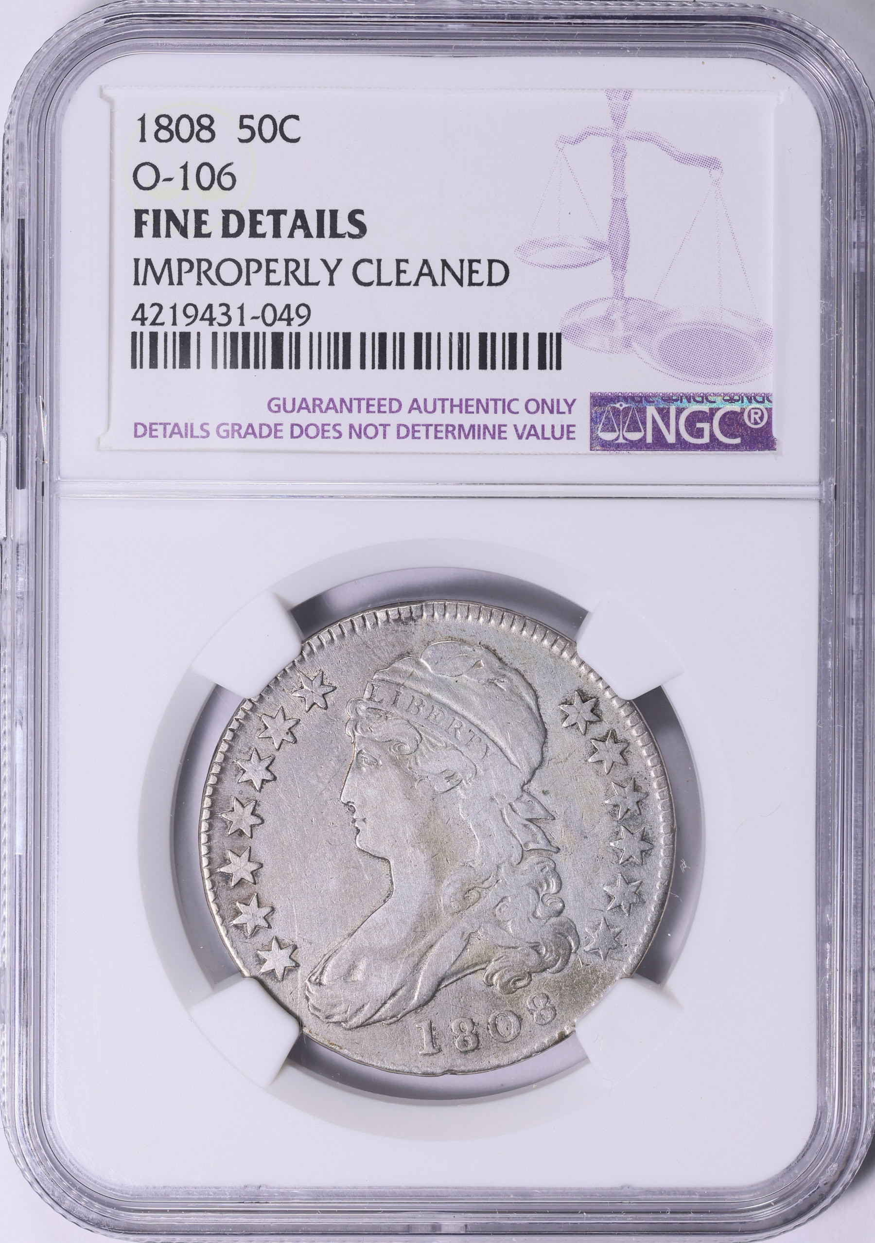 1808 Capped Bust Half Dollar Overton 106 NGC Fine Details (Item 1473453 ...