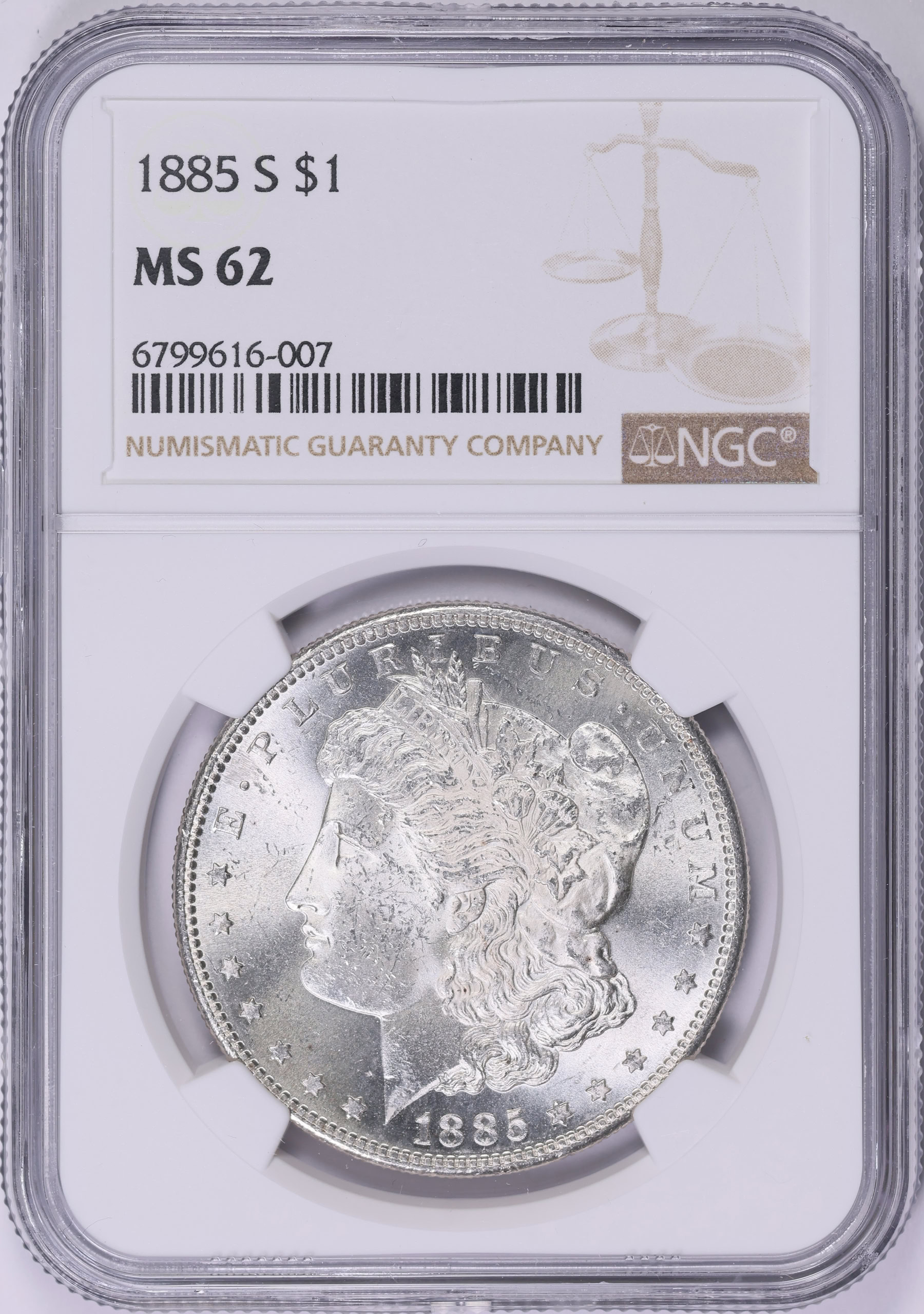 1885-S Morgan Silver Dollar NGC MS-62 (Item 1473484) | GreatCollections ...