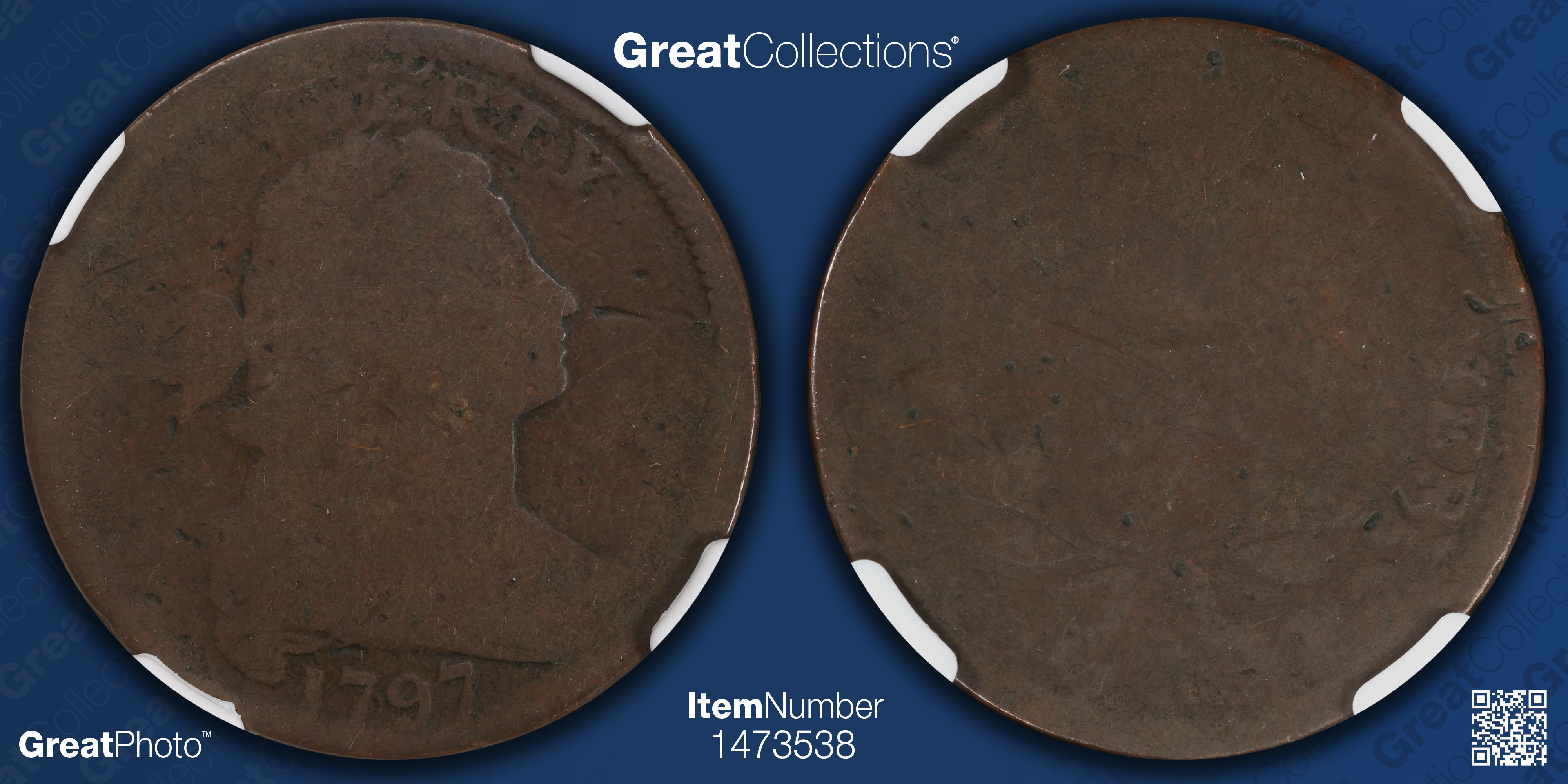 1797 Draped Bust Cent Reverse of 1797, Stems NGC FR-02 BN (Item 1473538 ...