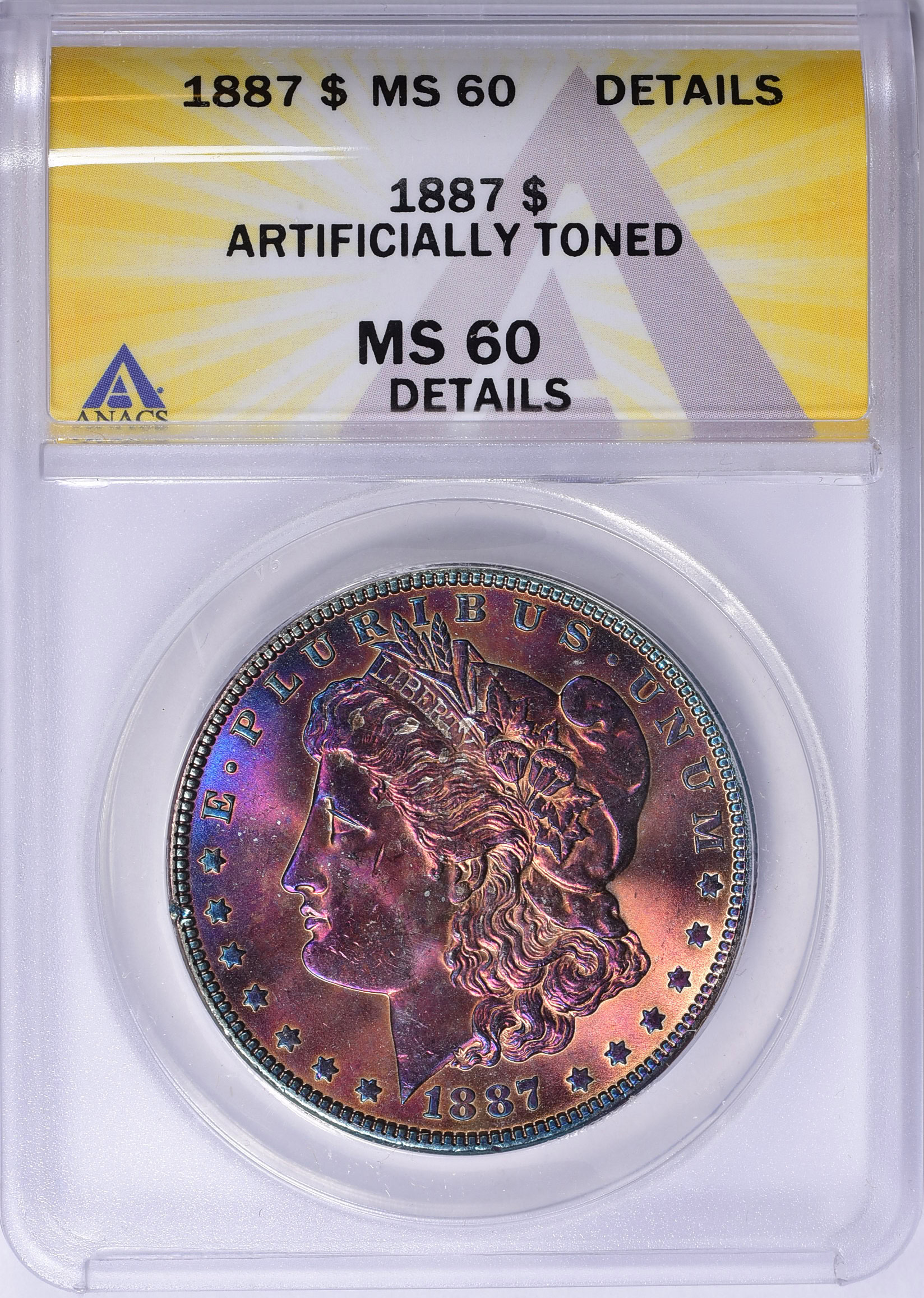 1887 Morgan Silver Dollar ANACS MS-60 Details (Art. Toned) (Item ...