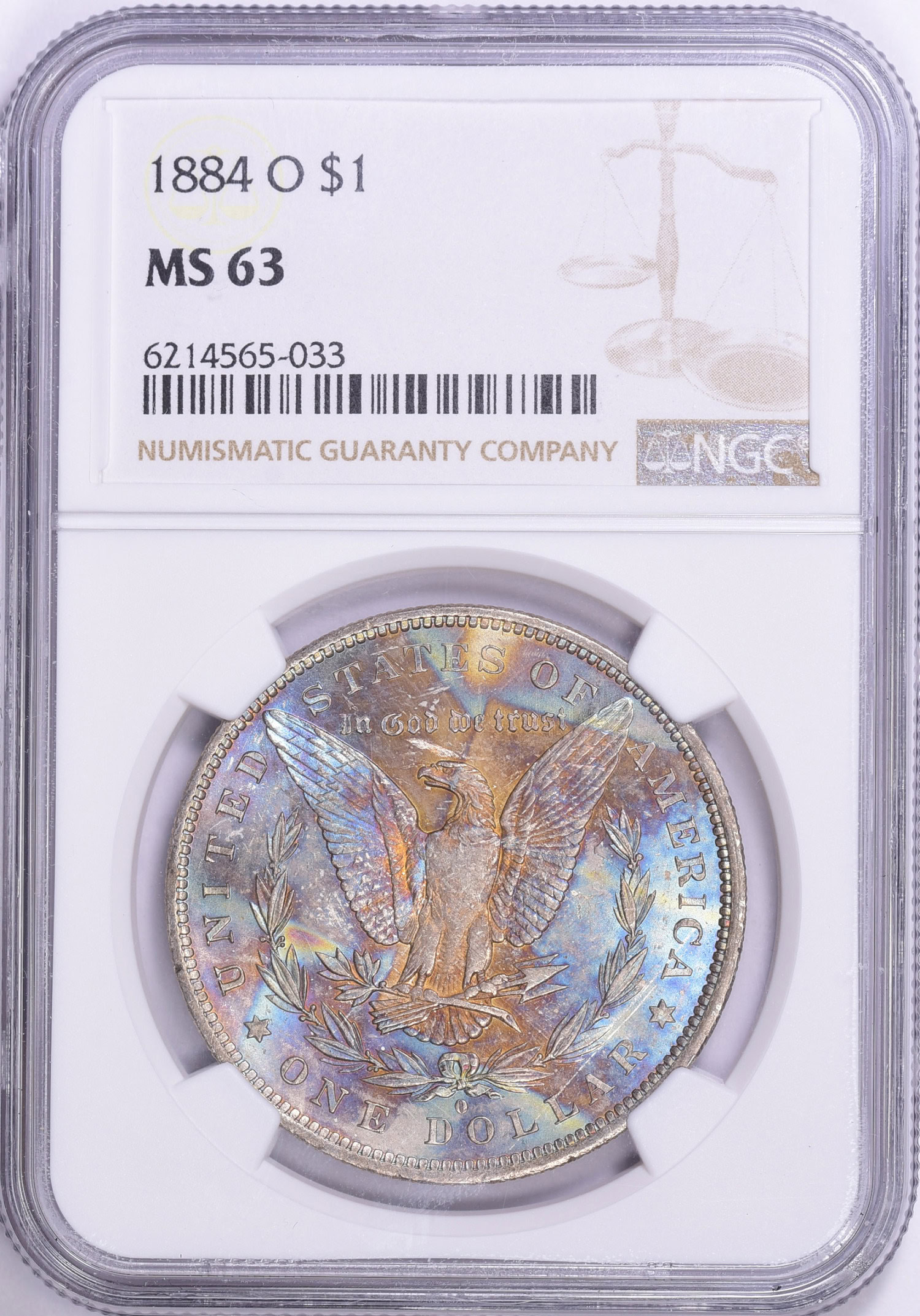 1884-O Morgan Silver Dollar NGC MS-63 (Toned) (Item 1474872) | GreatCollections Coin Auctions