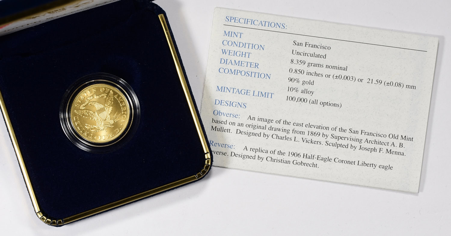 2006-S San Francisco Old Mint Centennial Gold $5 Uncertified in ...