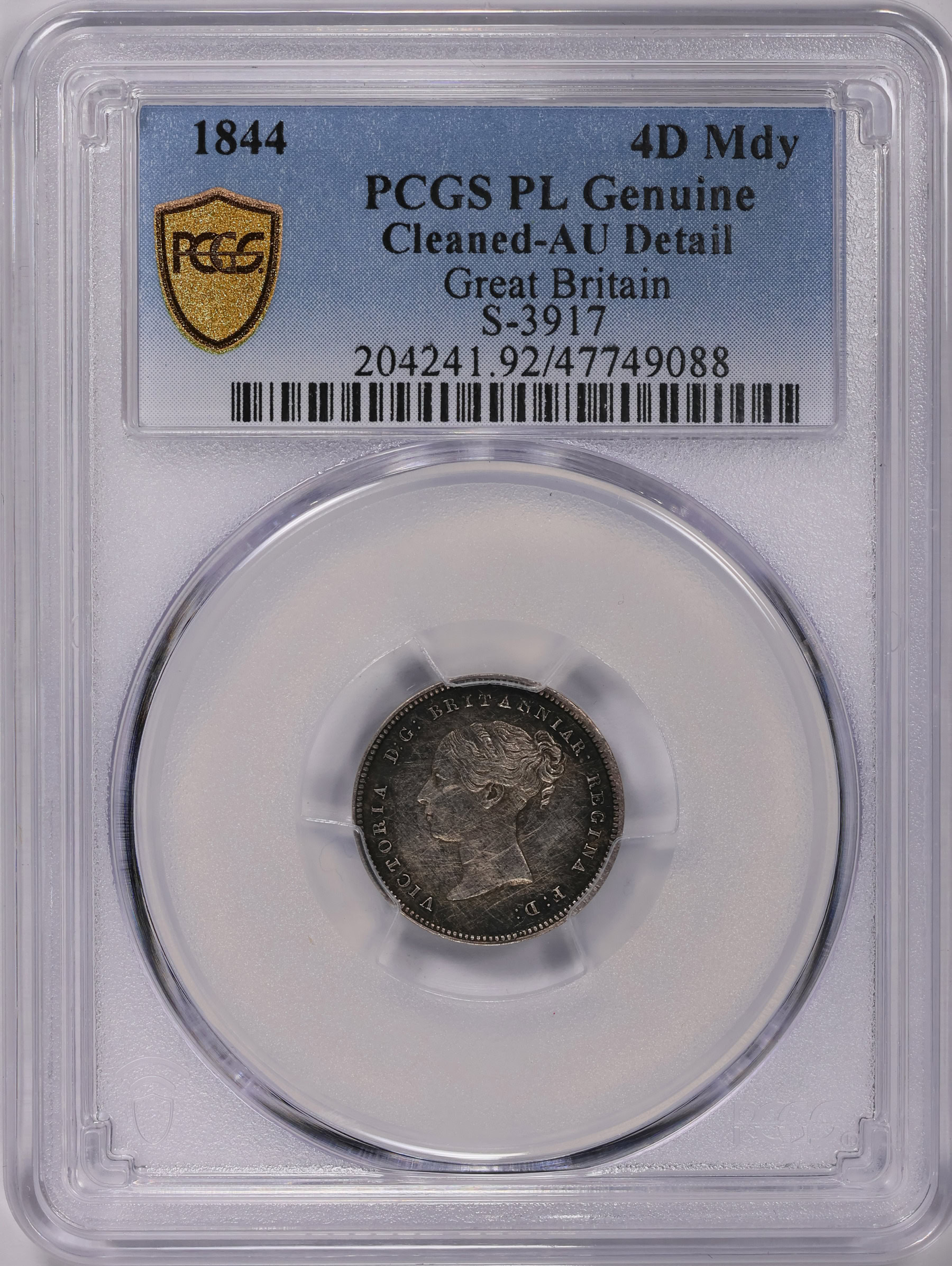 Great Britain 1844 Silver Maundy 4 Pence S-3917 PCGS Genuine AU Details ...