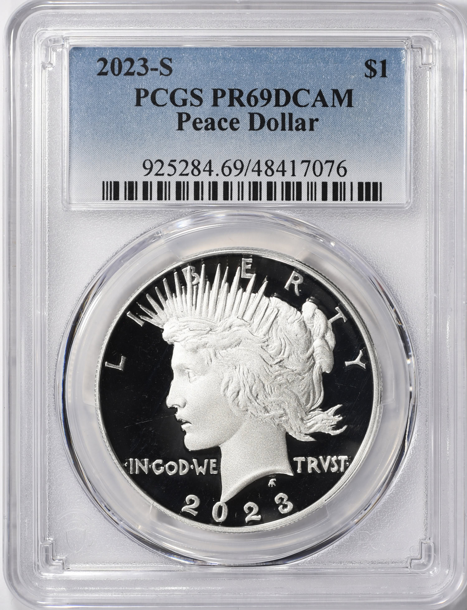 2023-S Peace Silver Dollar PCGS Proof-69 DCAM | PCGS Cert #48417076 ...