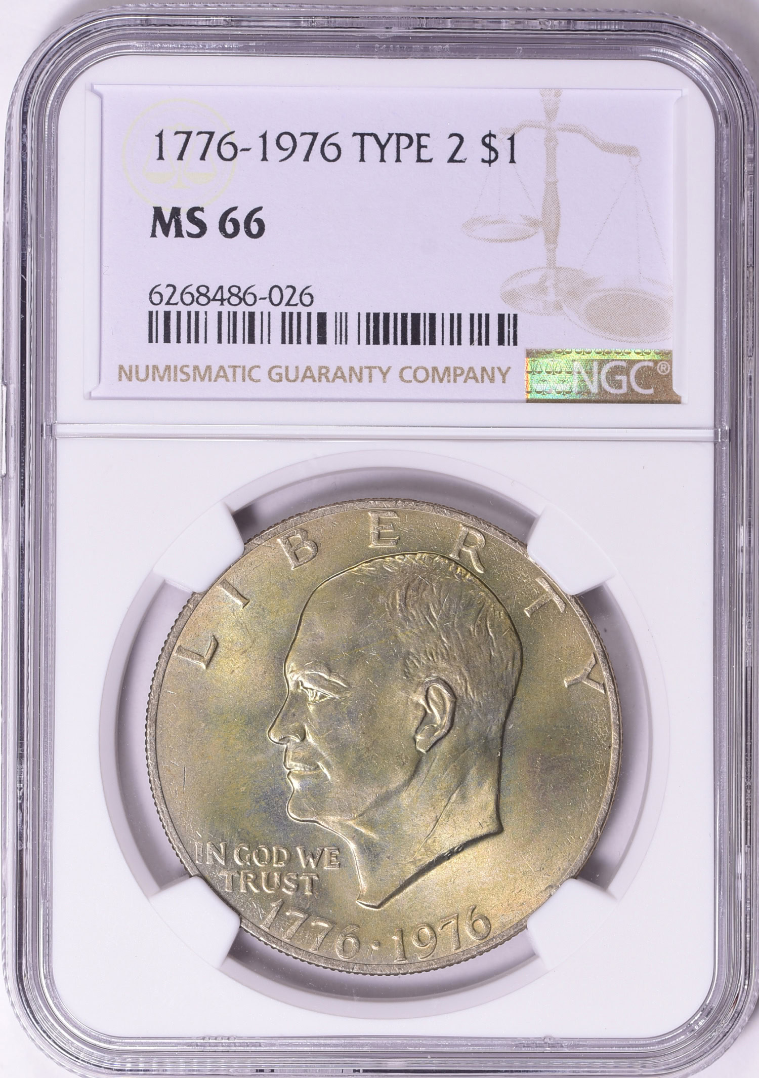 1776-1976 Eisenhower Dollar Type 2 NGC MS-66 (Toned) (Item 1476909) | GreatCollections Coin Auctions