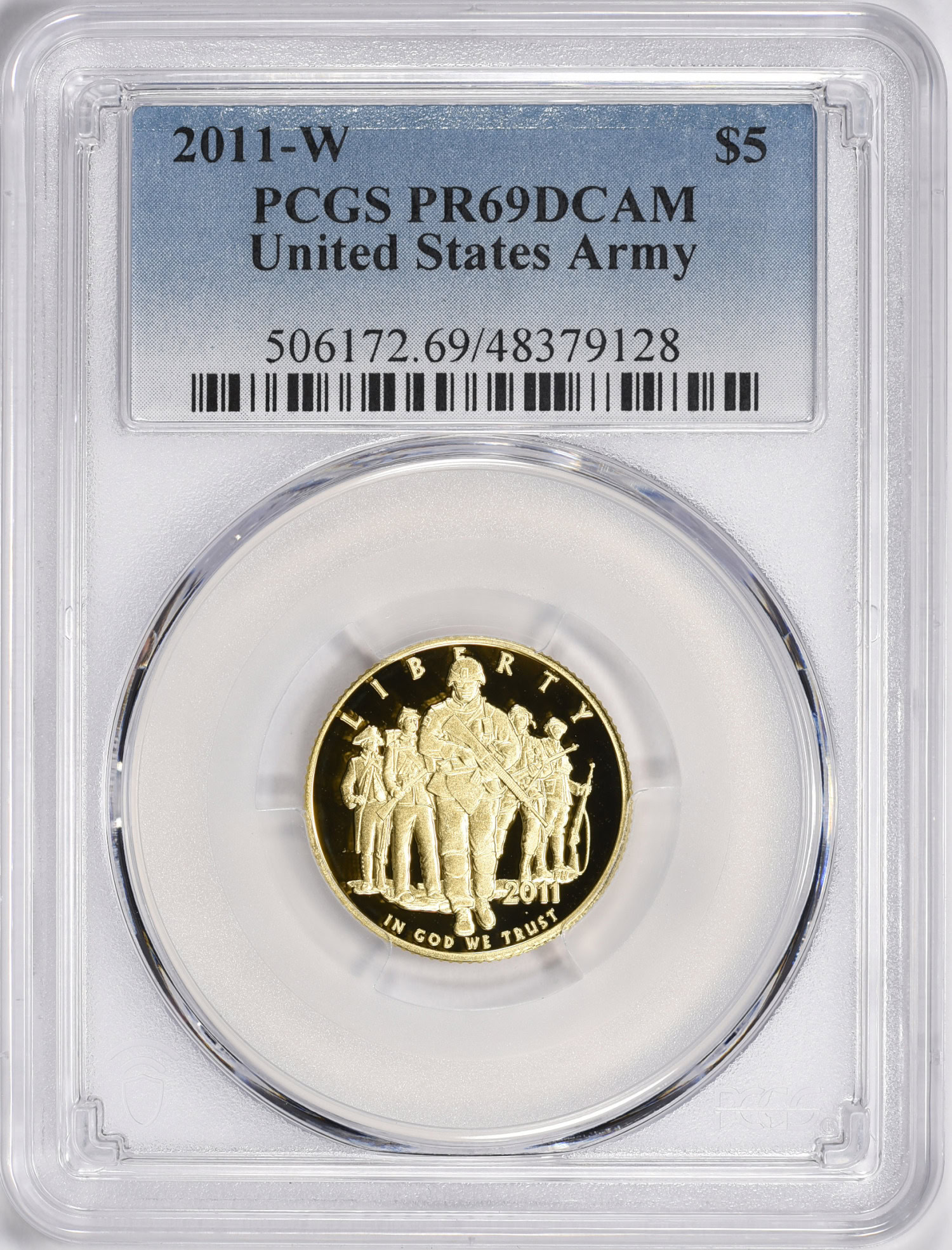 2011-W U.S. Army Gold $5 PCGS Proof-69 DCAM (Item 1476962 ...
