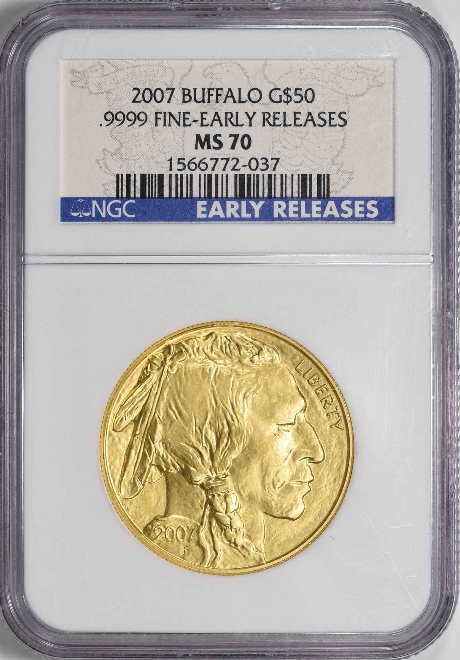 2007 $50 One-Ounce Gold American Buffalo Early Releases NGC MS-70 (Item 1477534 ...
