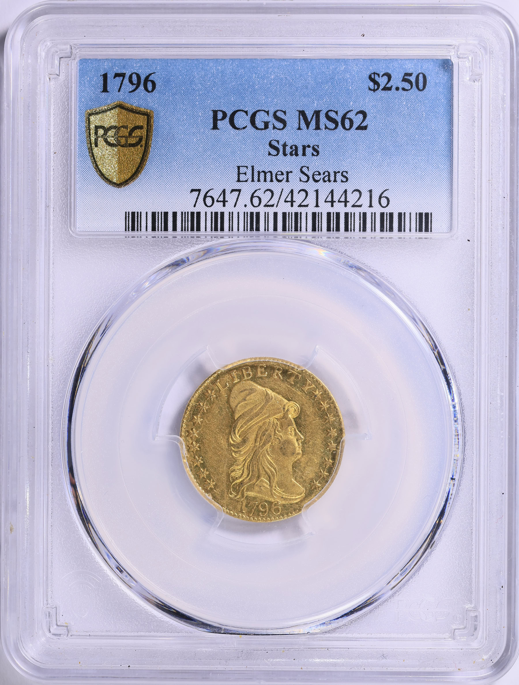 1796 Capped Bust Right Gold Quarter Eagle Stars PCGS MS-62 (Elmer Sears ...
