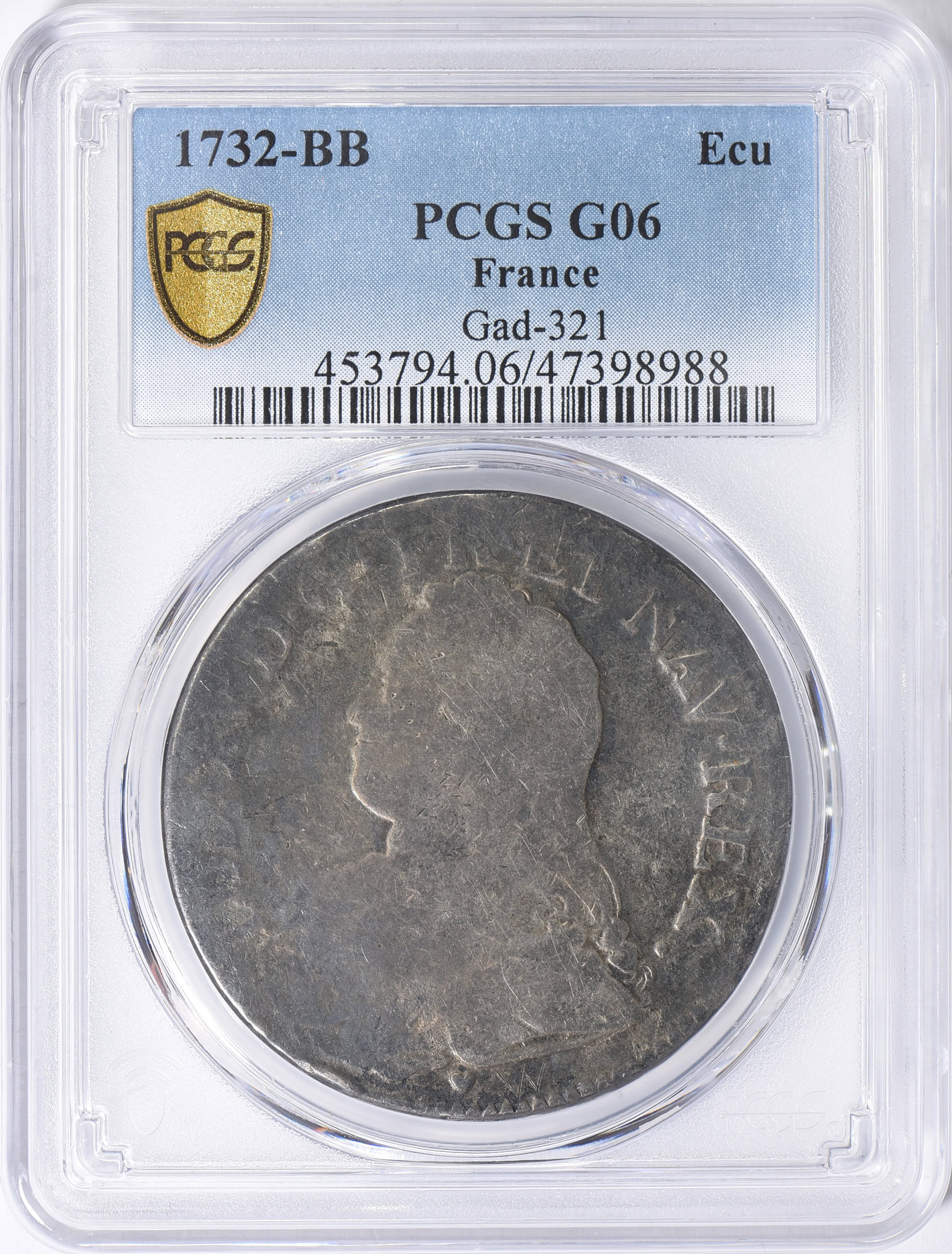 France 1732-BB Silver Ecu Gad-321 PCGS G-06 (Item 1479251 ...