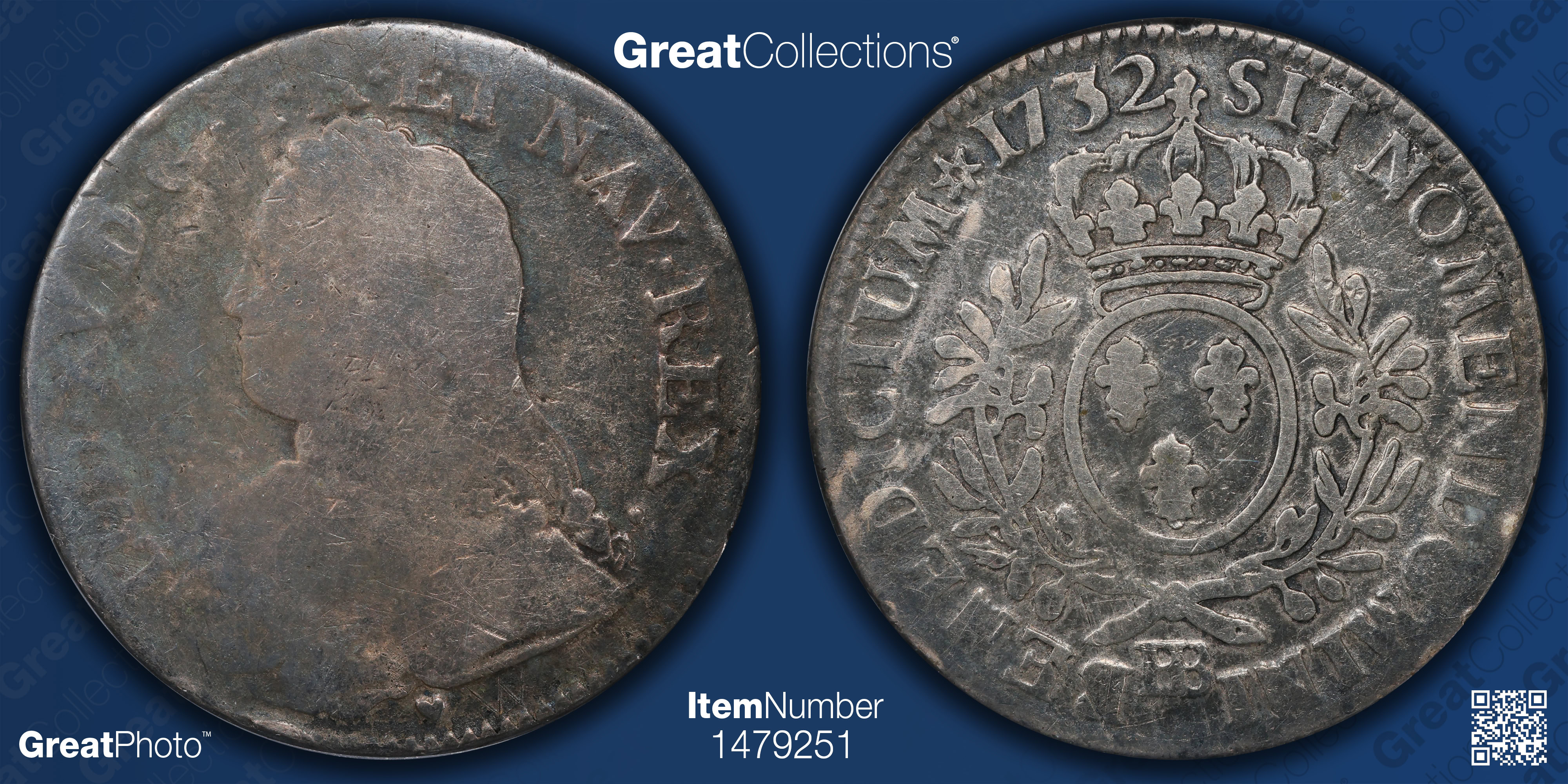 France 1732-BB Silver Ecu Gad-321 PCGS G-06 (Item 1479251 ...