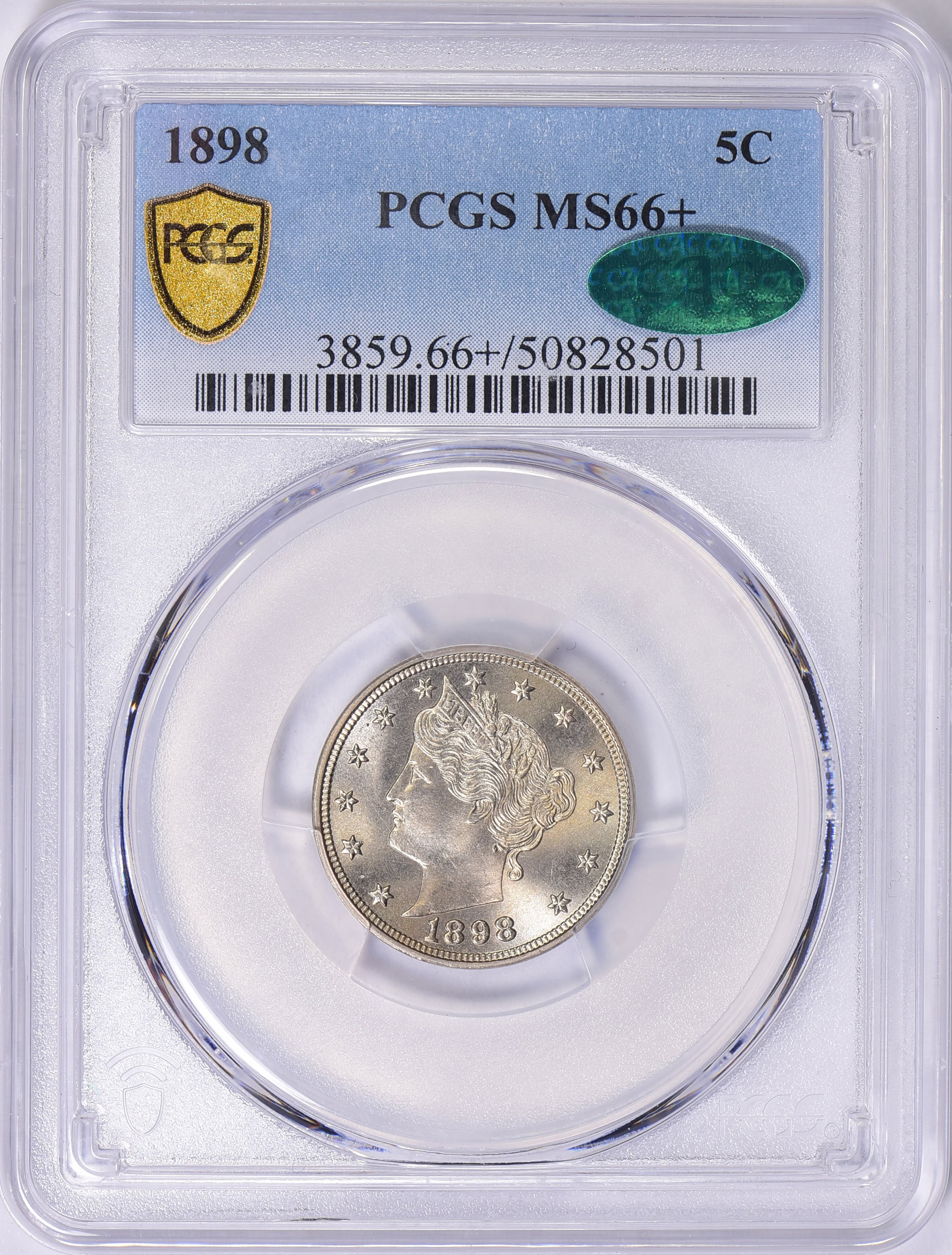 1898 Liberty Nickel PCGS MS-66+ (CAC Green) (Toned) (Item 1482814) | GreatCollections Coin Auctions