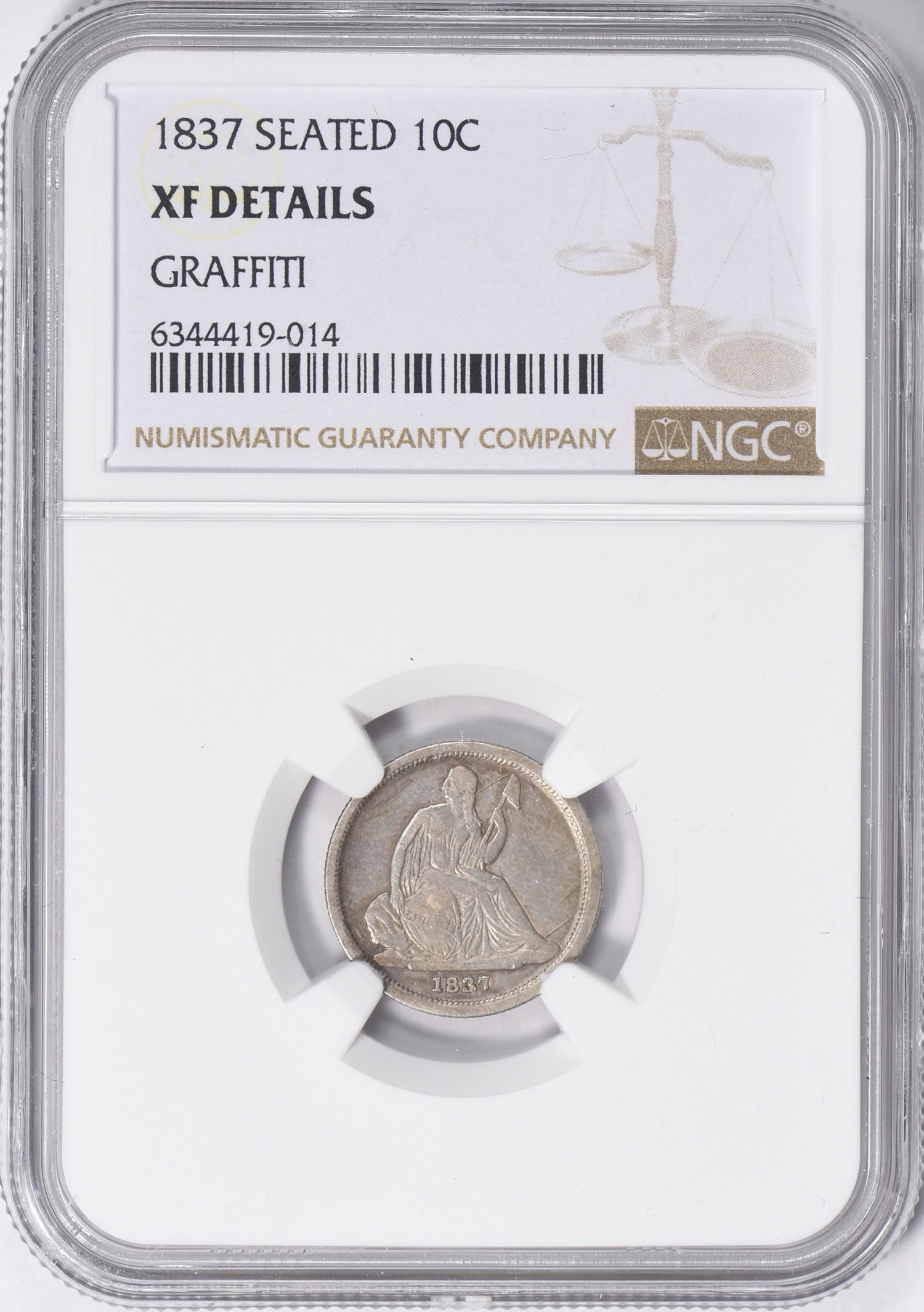 1837 Seated Liberty Dime NGC XF Details (Item 1483181 ...