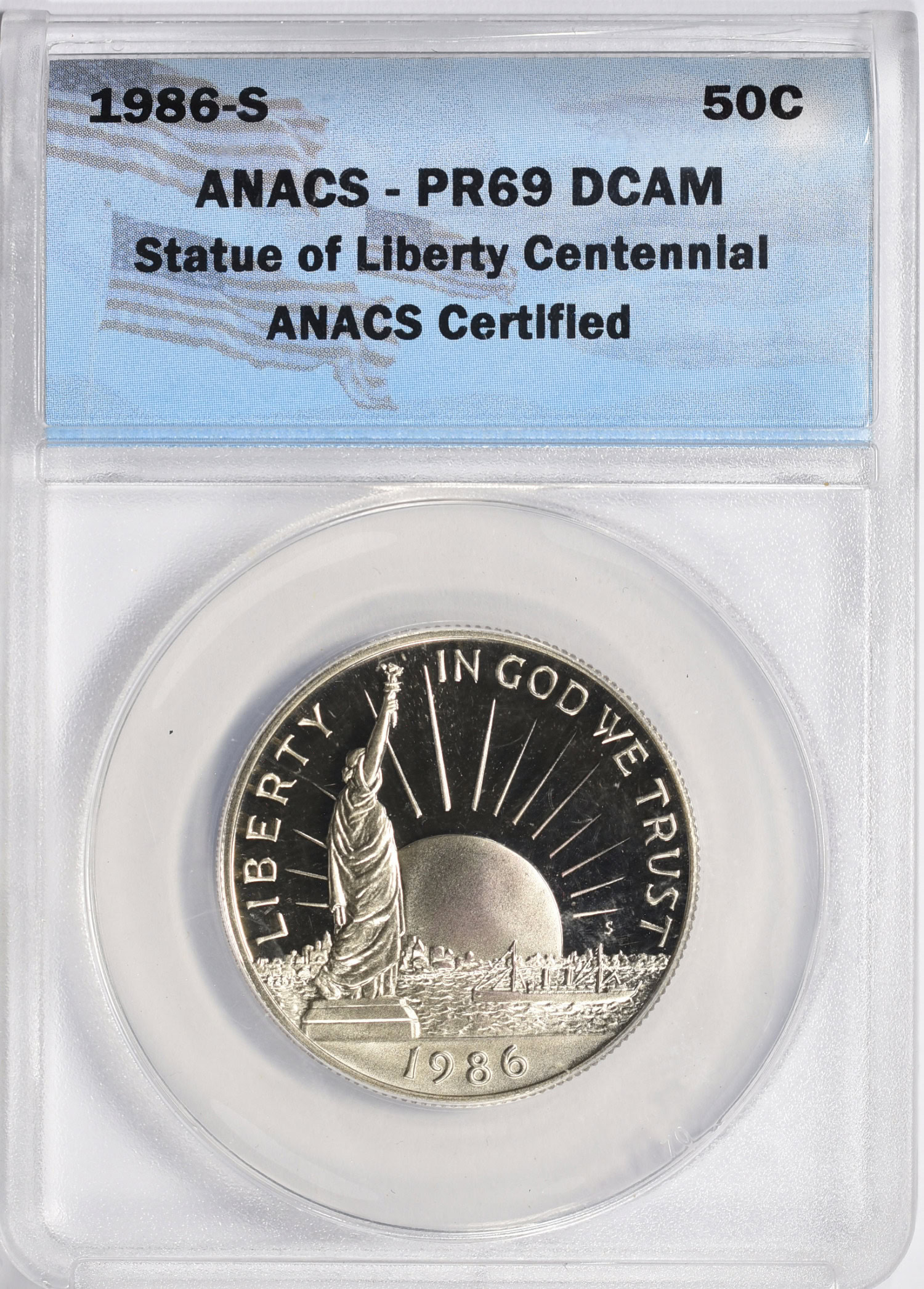 1986-S Statue of Liberty Centennial Half Dollar ANACS Proof-69 DCAM (Item 1485003 ...