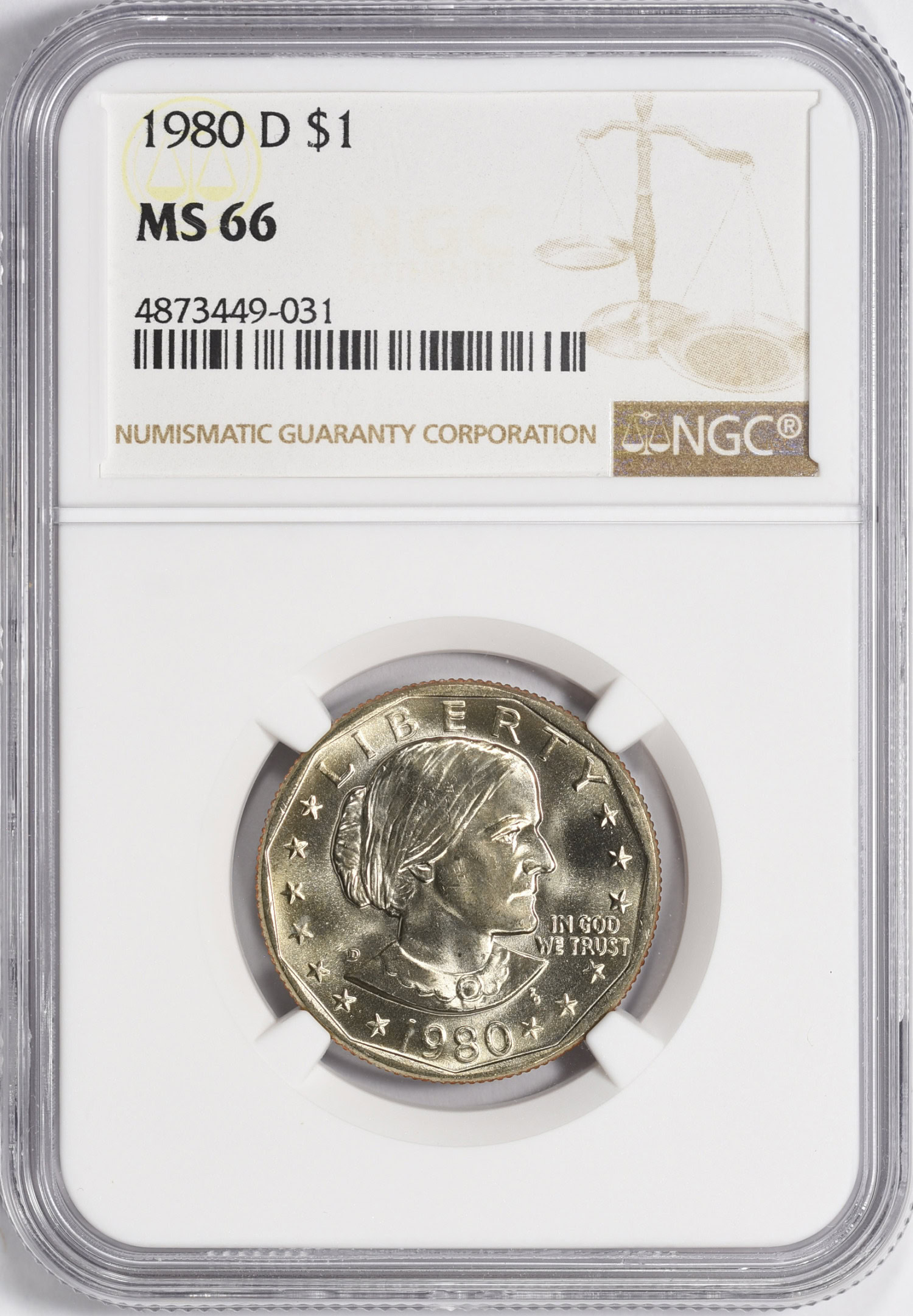 1980-D Susan B. Anthony Dollar NGC MS-66 (Item 1485522) | GreatCollections Coin Auctions