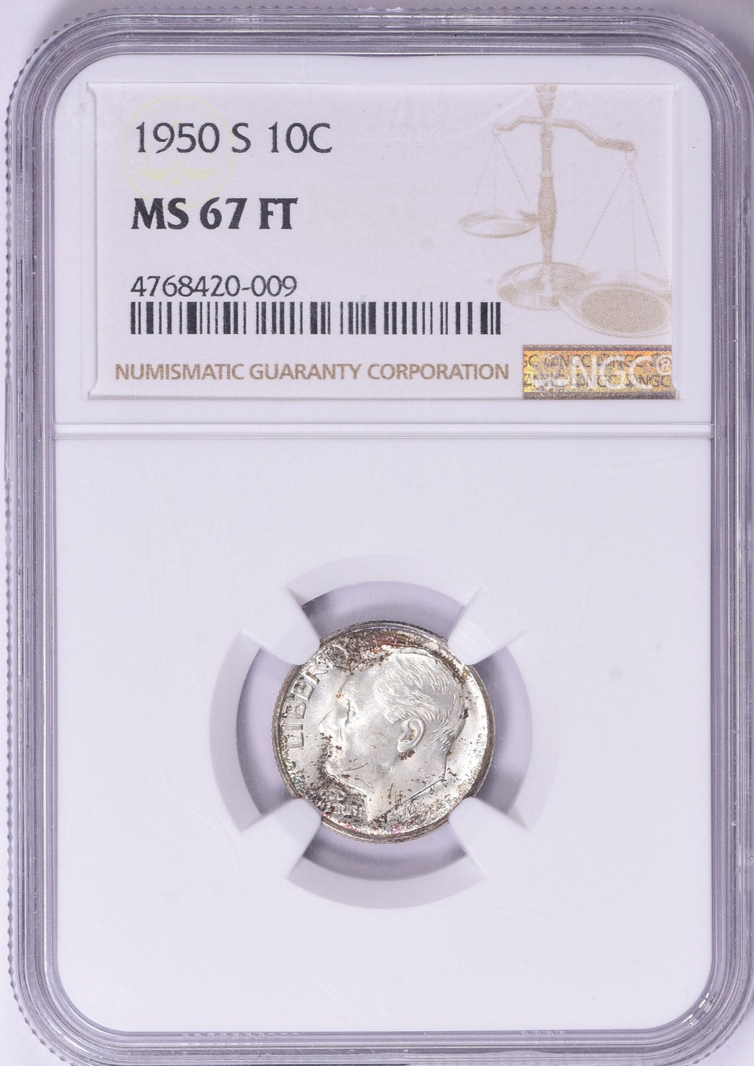 1950-S Roosevelt Dime NGC MS-67 FT (Toned) (Item 1485654 ...