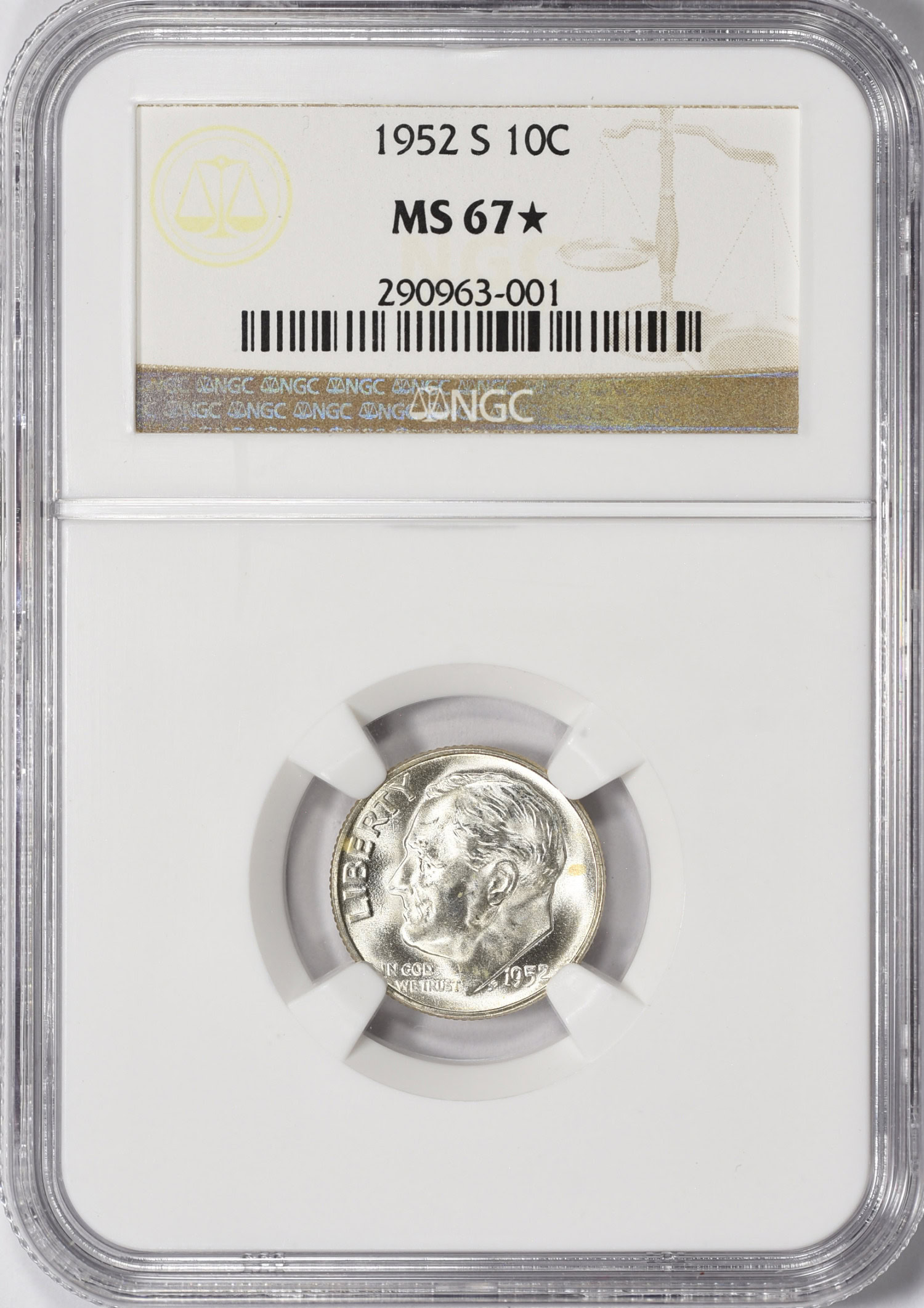 1952-S Roosevelt Dime NGC MS-67 ★ (Item 1485658) | GreatCollections ...