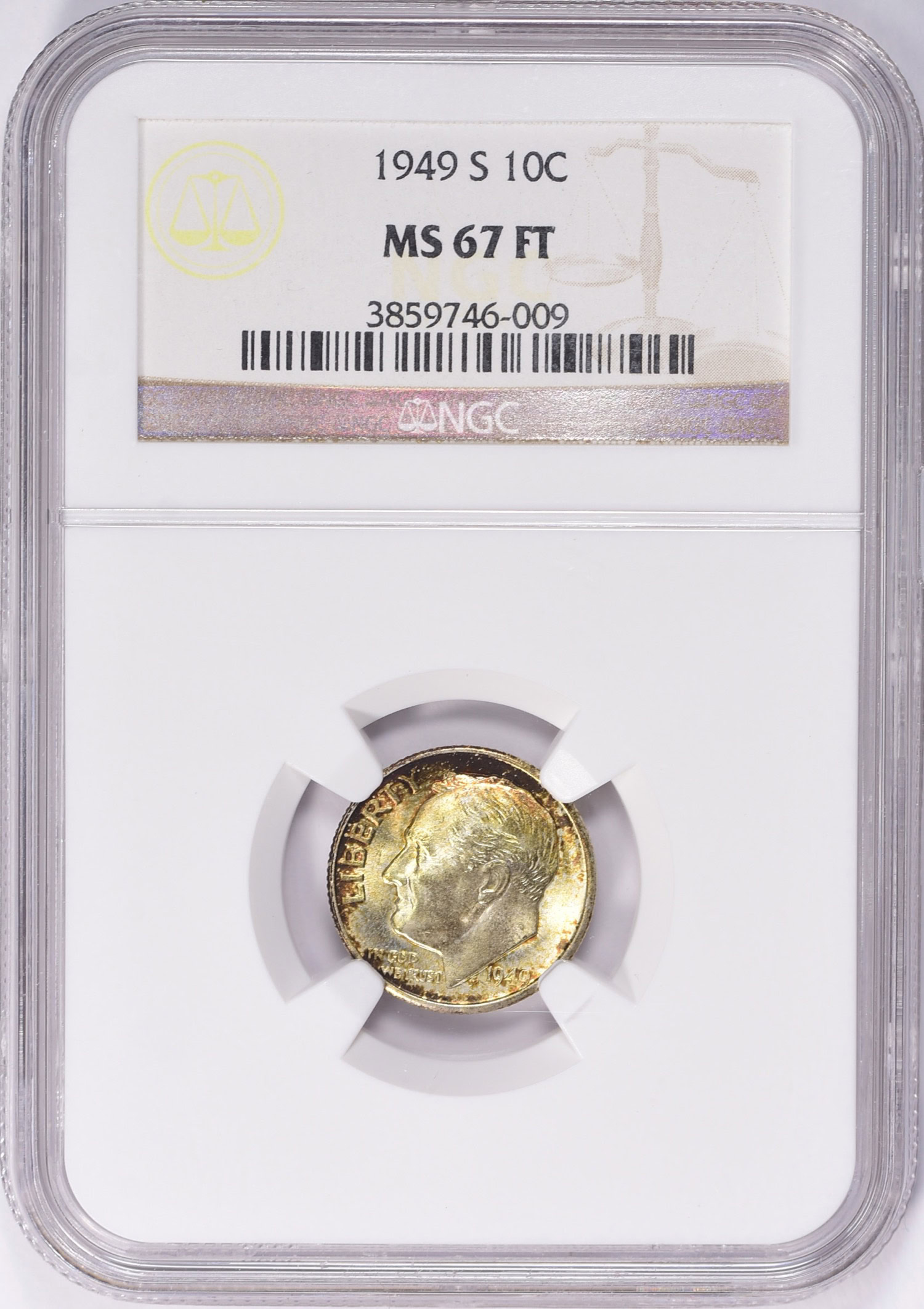 1949-S Roosevelt Dime NGC MS-67 FT (Toned) (Item 1485668 ...