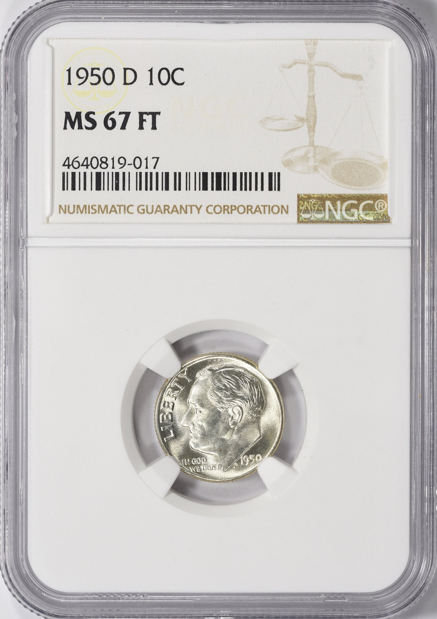 1950-D Roosevelt Dime NGC MS-67 FT (Item 1485677) | GreatCollections ...